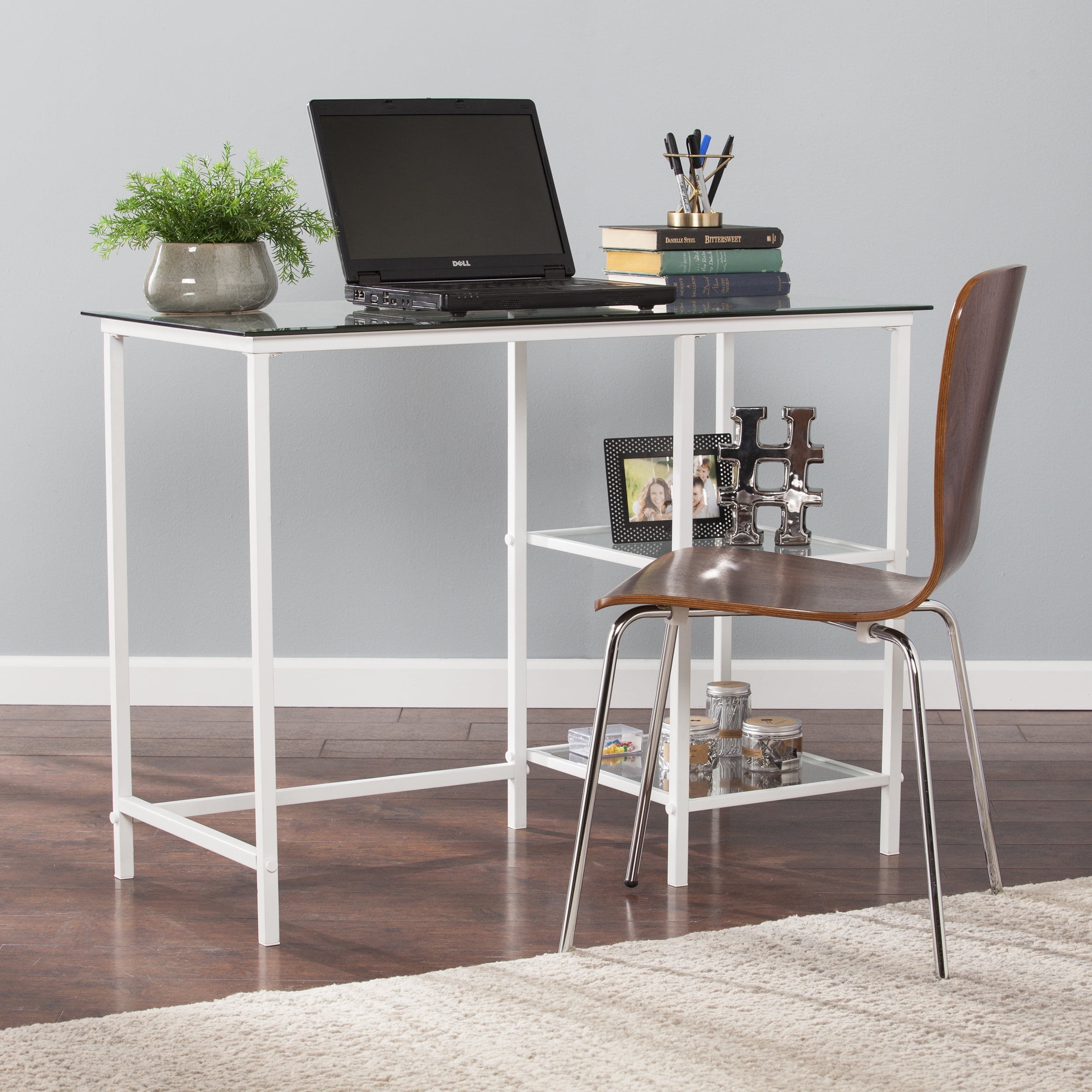 Layton Metal/Glass Student Desk - White - Walmart.com