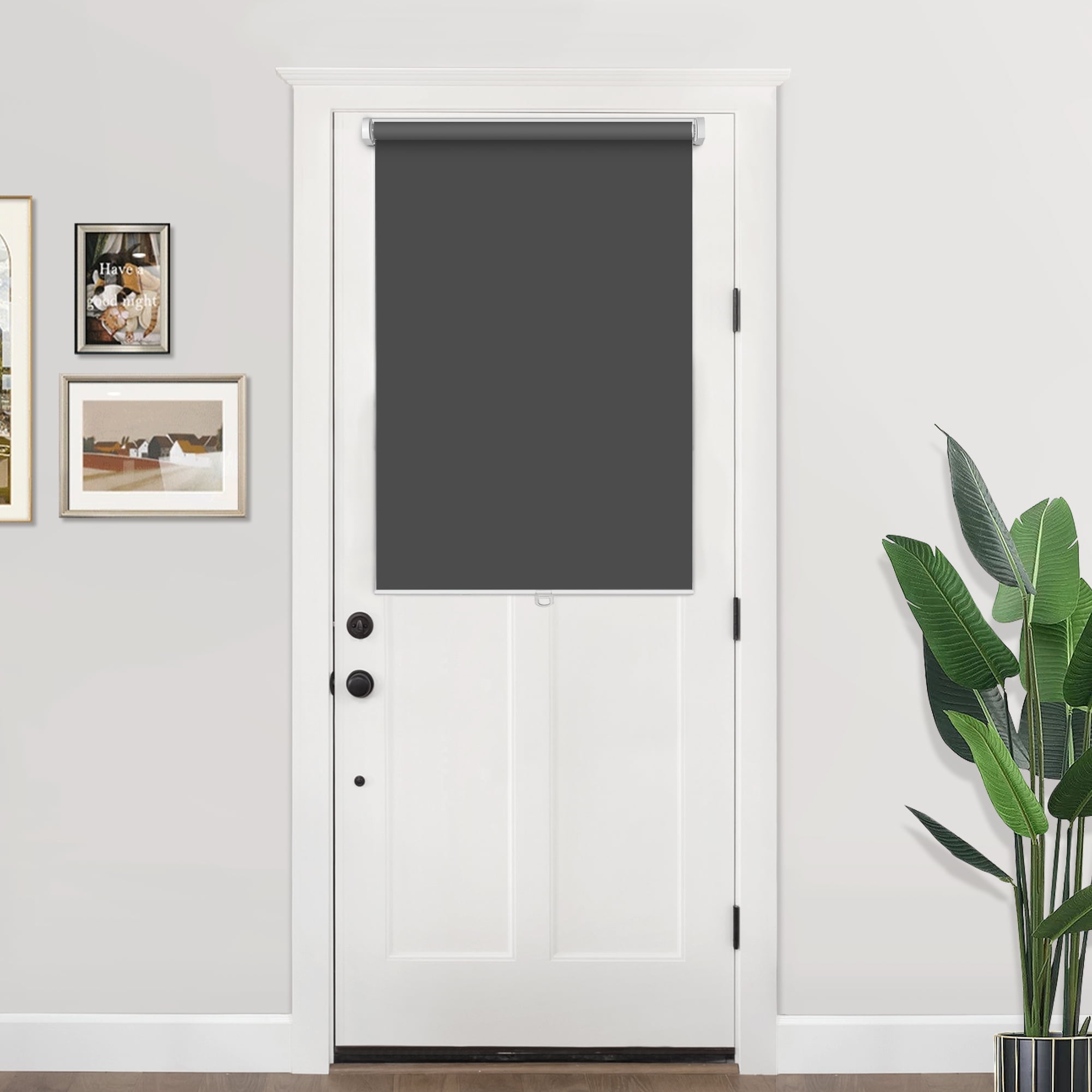 LazBlinds 100% Blackout Door Blinds, No Drill Cordless Roll Up French ...