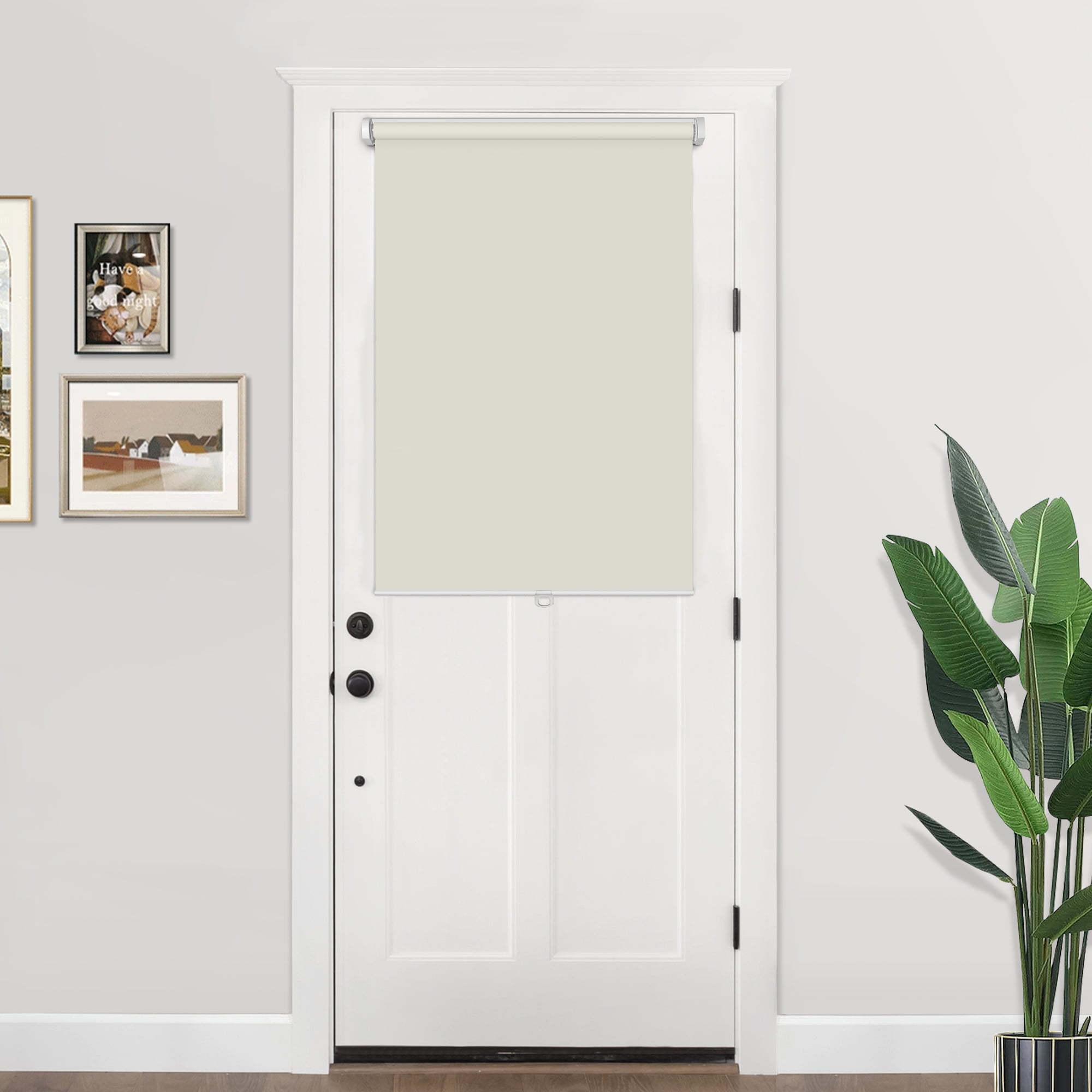 LazBlinds 100% Blackout Door Blinds, No Drill Cordless Roll Up French ...