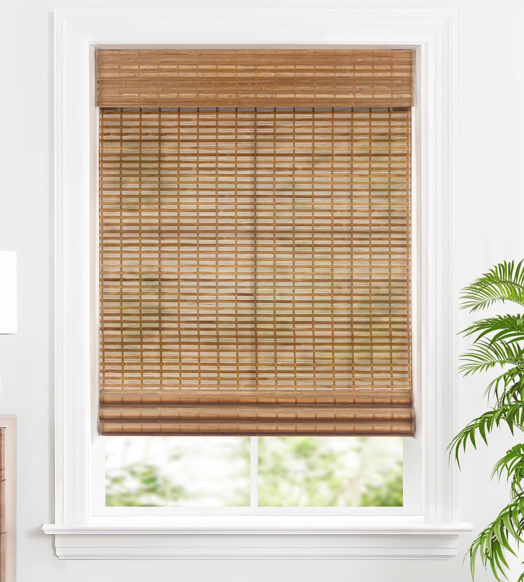 LazBlinds Cordless Bamboo Roman Shades, Light Filtering, Woven Roll Up ...