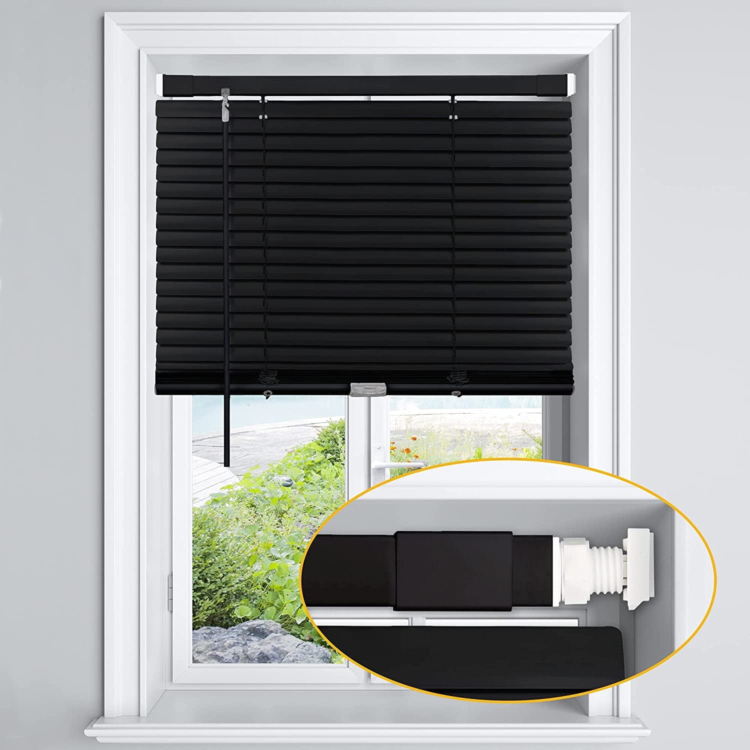 LazBlinds No Tools-No Drill 1" Aluminum Mini Blinds, Cordless Blinds ...