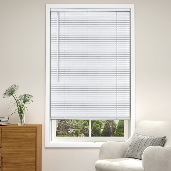 LazBlinds Cordless White 1" Room Darkening Vinyl Mini Blinds, 41" W X ...