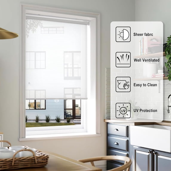 LazBlinds No Tools No Drill Cordless Roller Shades, Light Filtering ...
