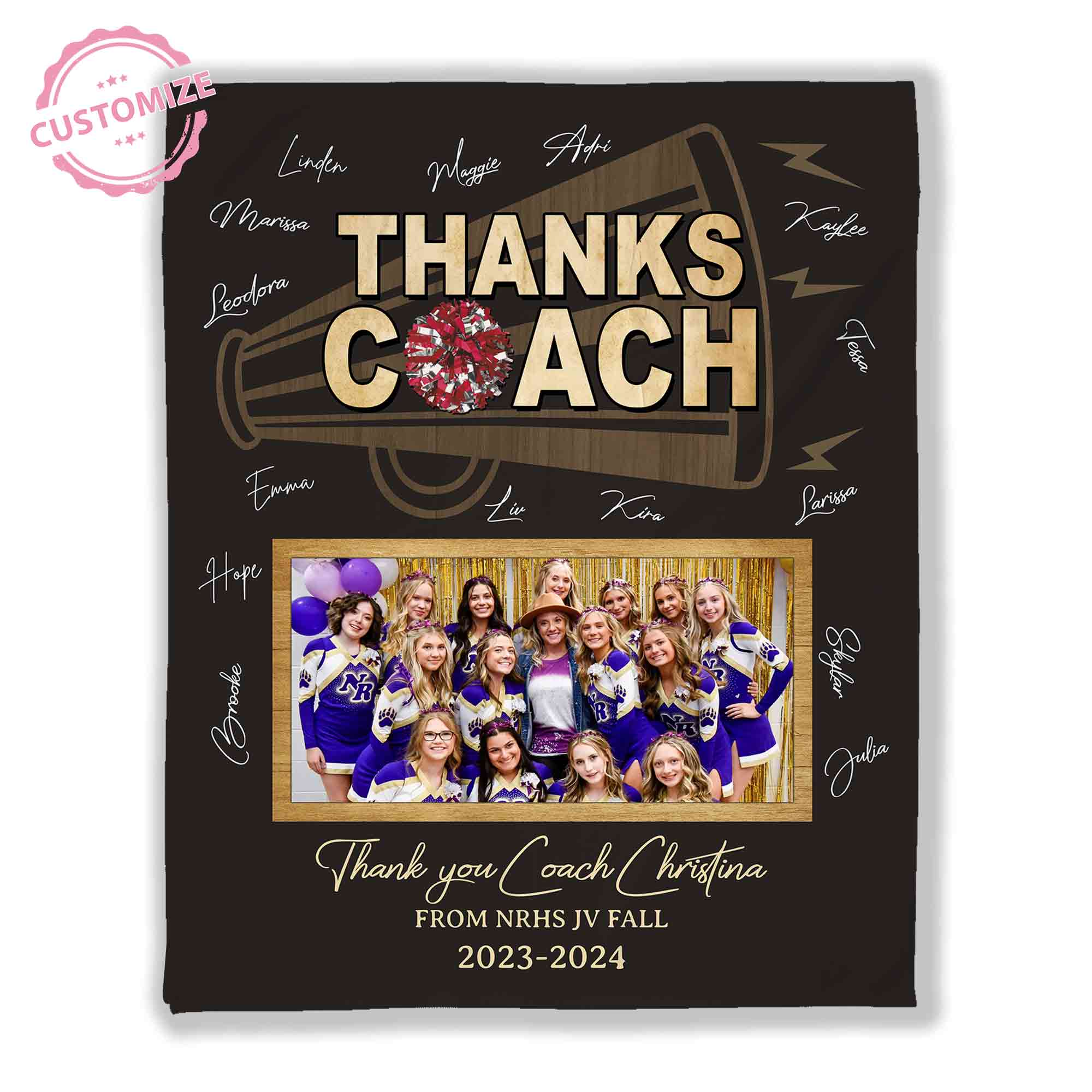 Lazaofficial Custom Blanket With Name, Cheerleader Blanket, Cheerleader ...