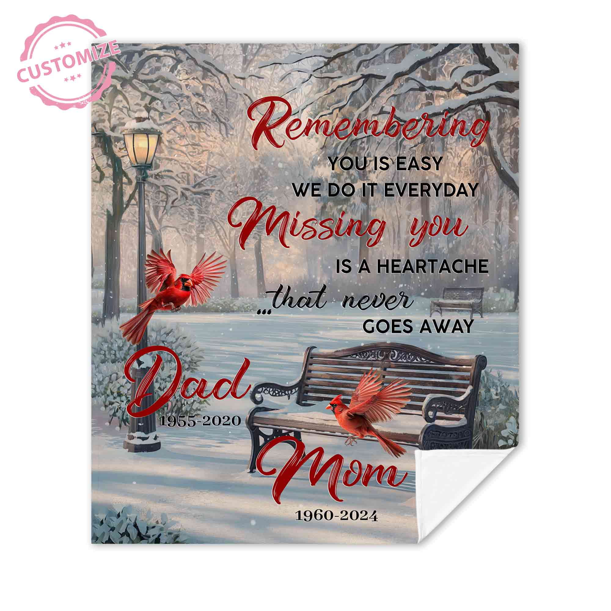 Lazaofficial Personalized Memorial Blanket, Memorial Blanket, Cardinal ...