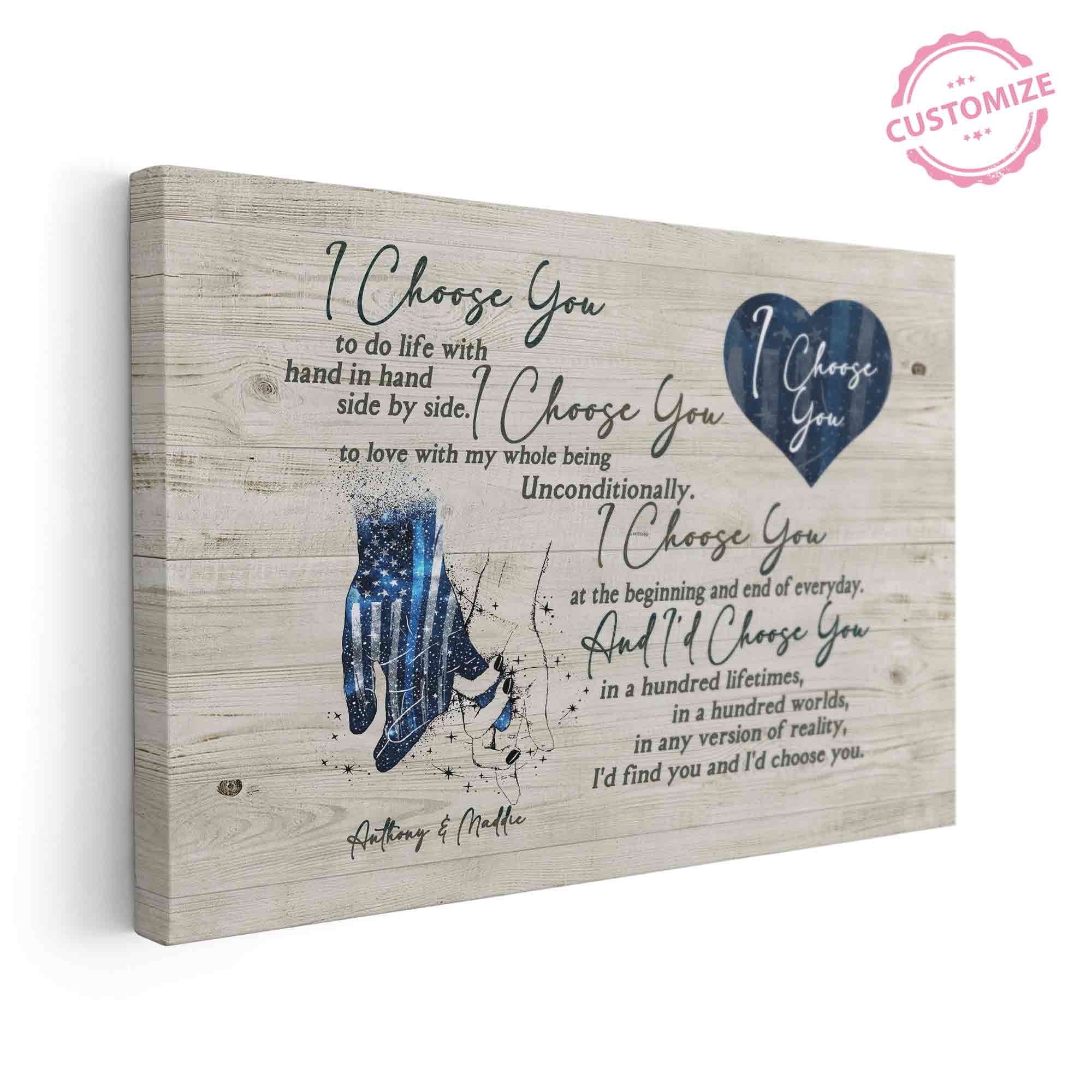 Lazaofficial Personalized Name Canvas, Holding Hands Wall Art, Couple ...