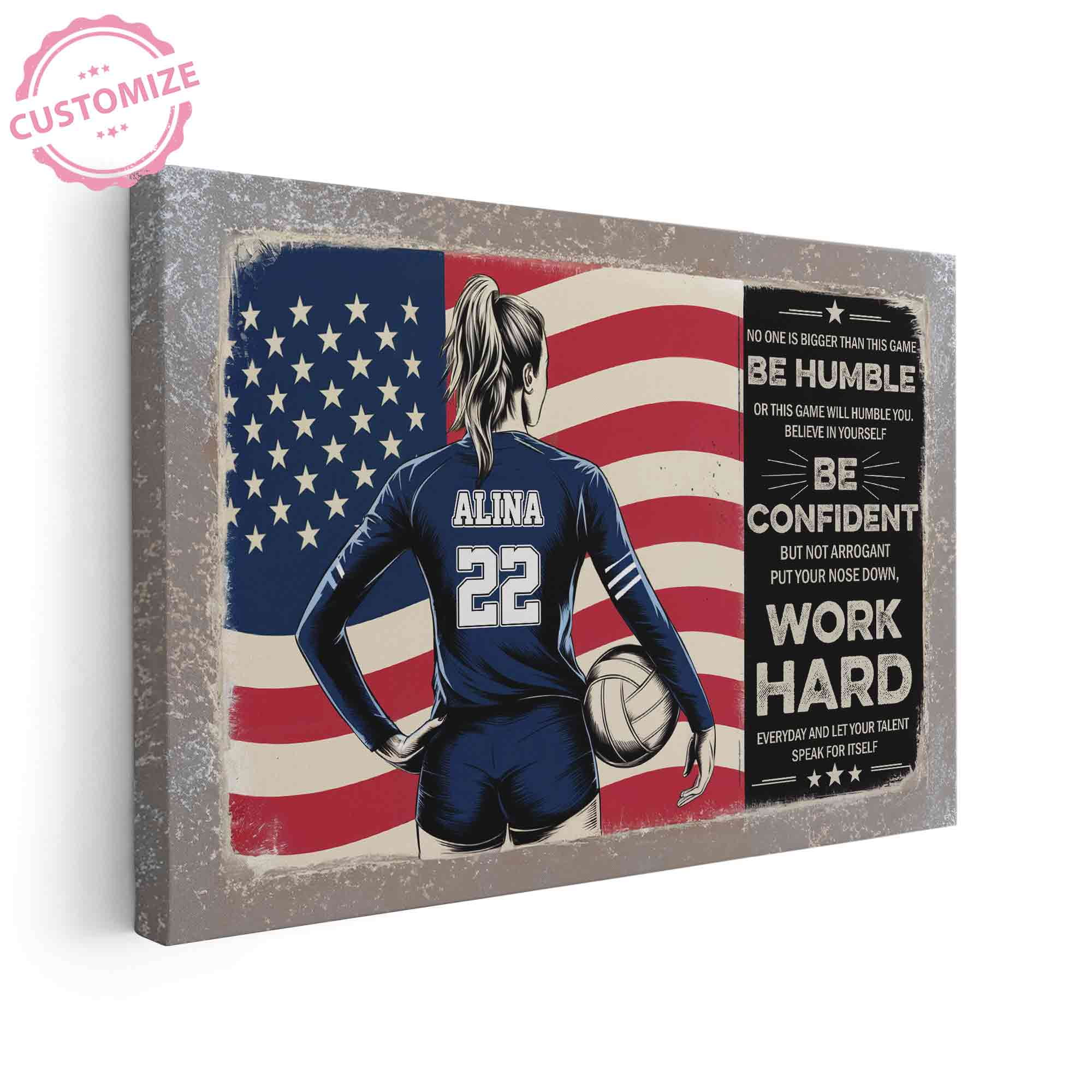 Lazaofficial Personalized Name Canvas, Volleyball Poster, Volleyball ...