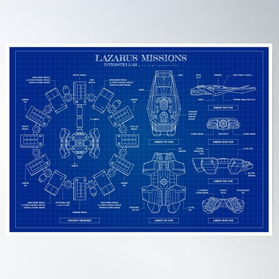 Lazarus Mission - Interstellar Movie (Blueprint) Poster Wall Art ...