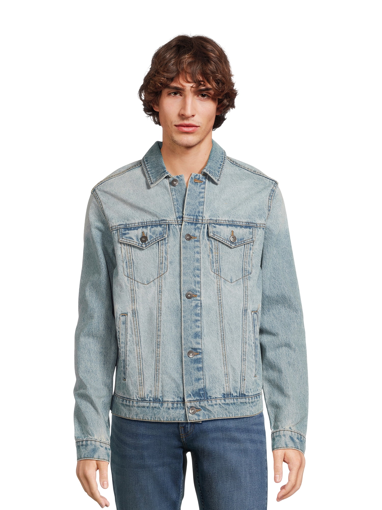 Lazer Men’s Cotton Denim Trucker Jacket, Sizes S-2XL - Walmart.com