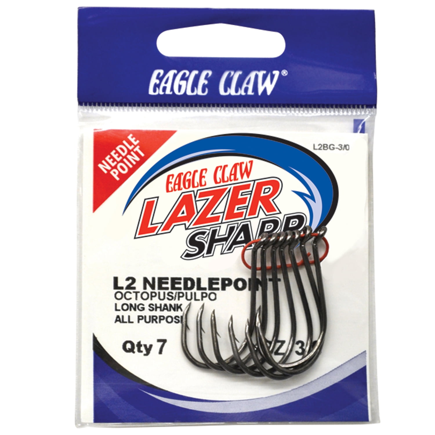 Lazer Sharp L2BGH-3/0 Lazer Octopus Long Shank Offset up Eye, Size 3/0 ...