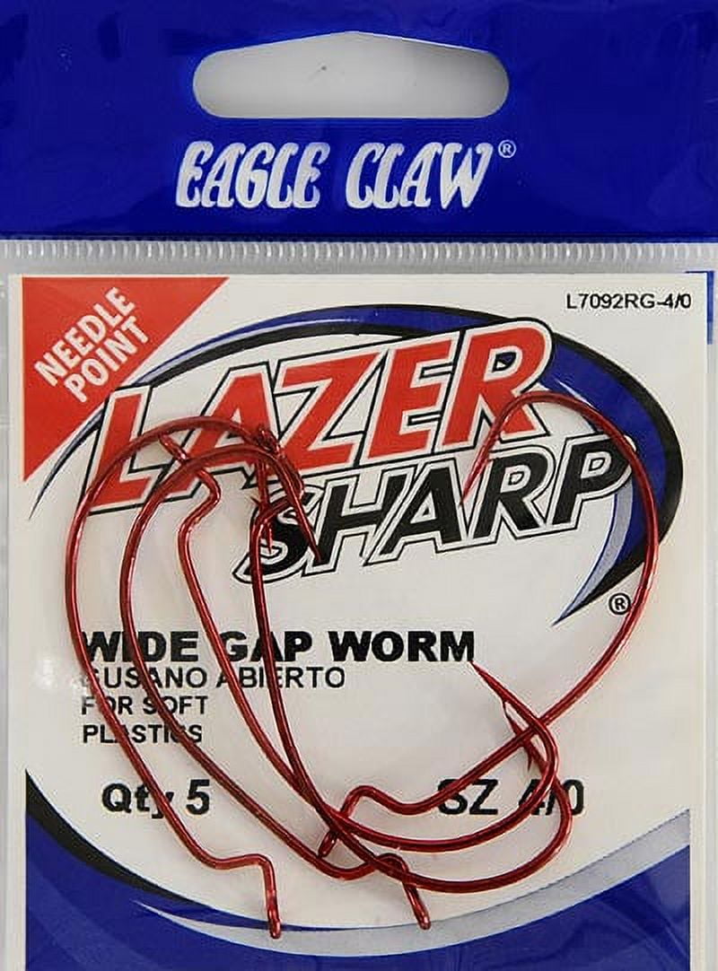 Lazer Sharp L7092RGH-4/0 Worm Extra Wide Gap Hook, Red, Size 4/0 Hook ...