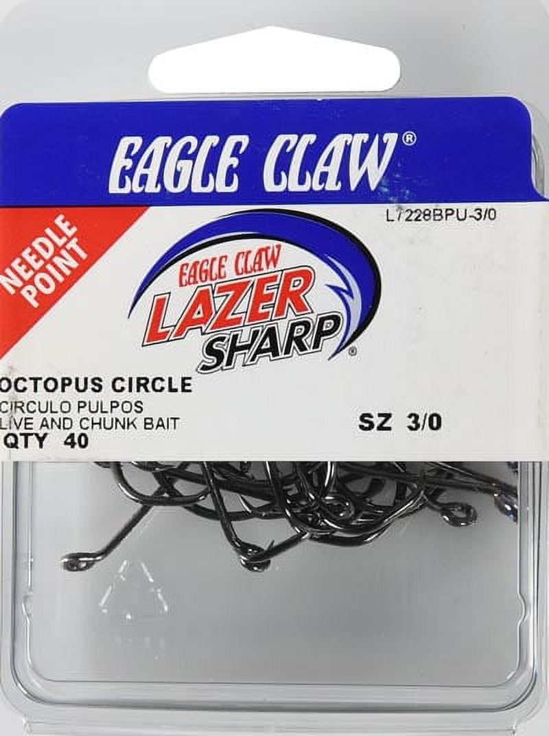 Eagle Claw Lazer Sharp Octopus Circle Hook Size 3/0 Platinum Black 40 ...