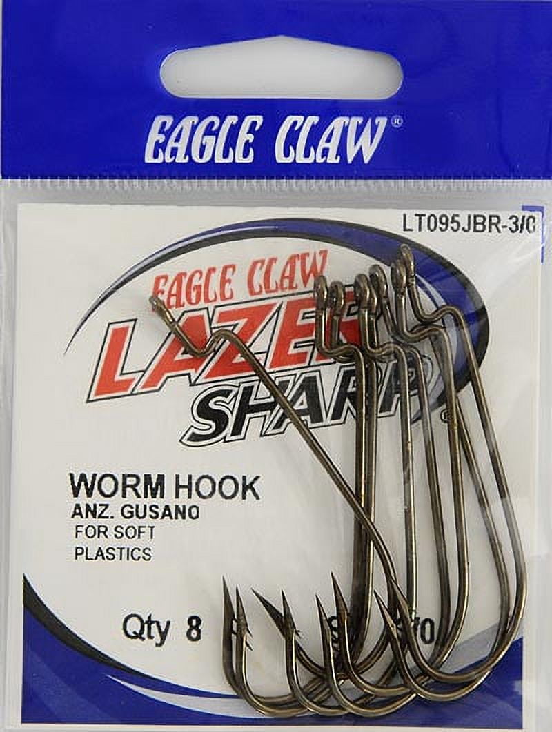Eagle Claw Lazer Sharp Worm Sproat Double Barb Hook Bronze Size 3/0 8 ...