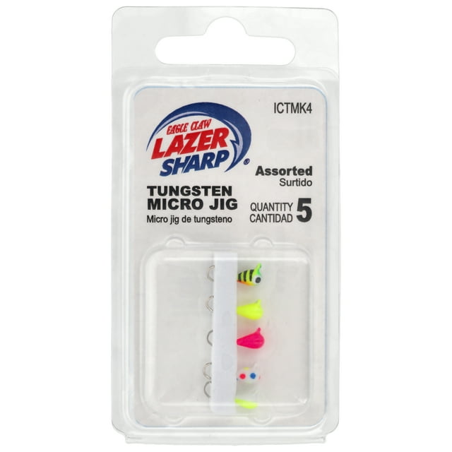 Lazer Sharp Tungsten Micro Ice Jig 1/64 oz 5 Pack for Crappie Trout ...