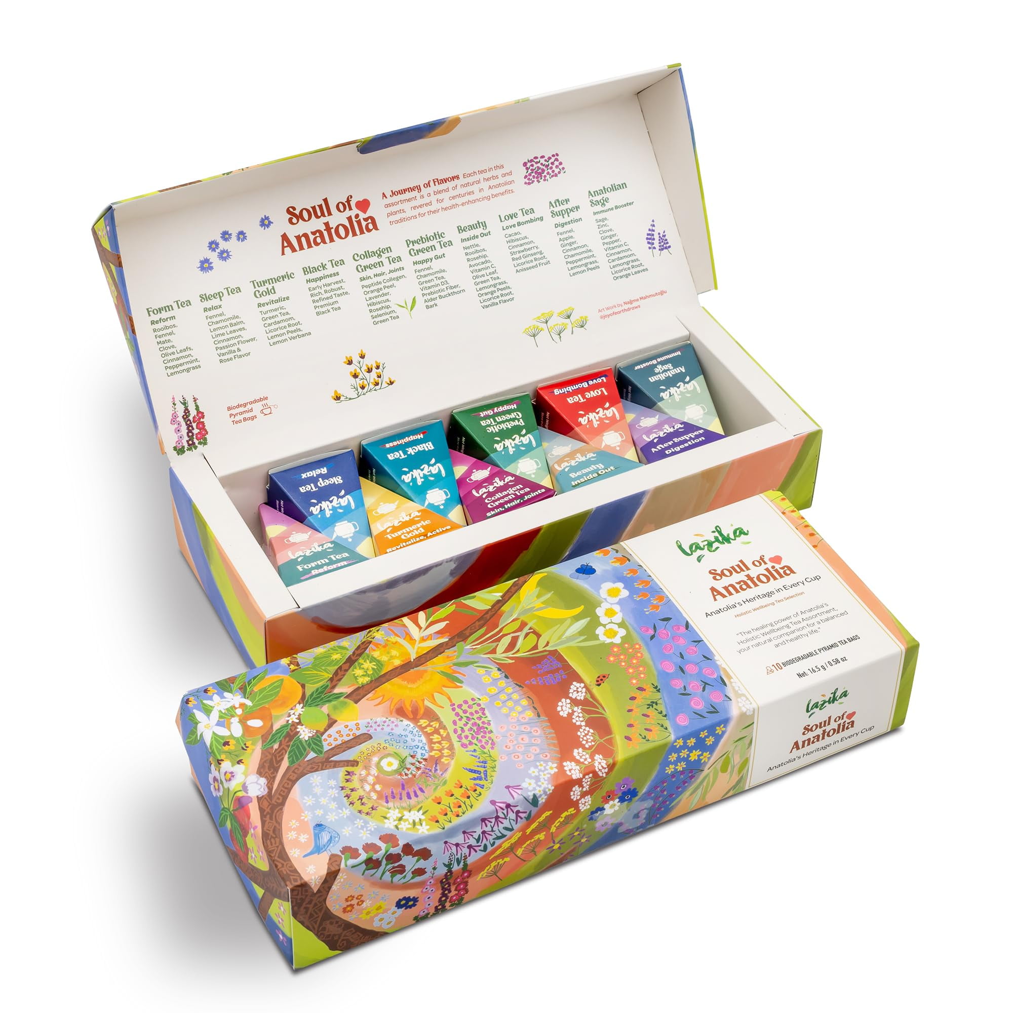 Lazika Tea Variety Pack, Black, Green And Herbal Tea Assortment, Tea ...