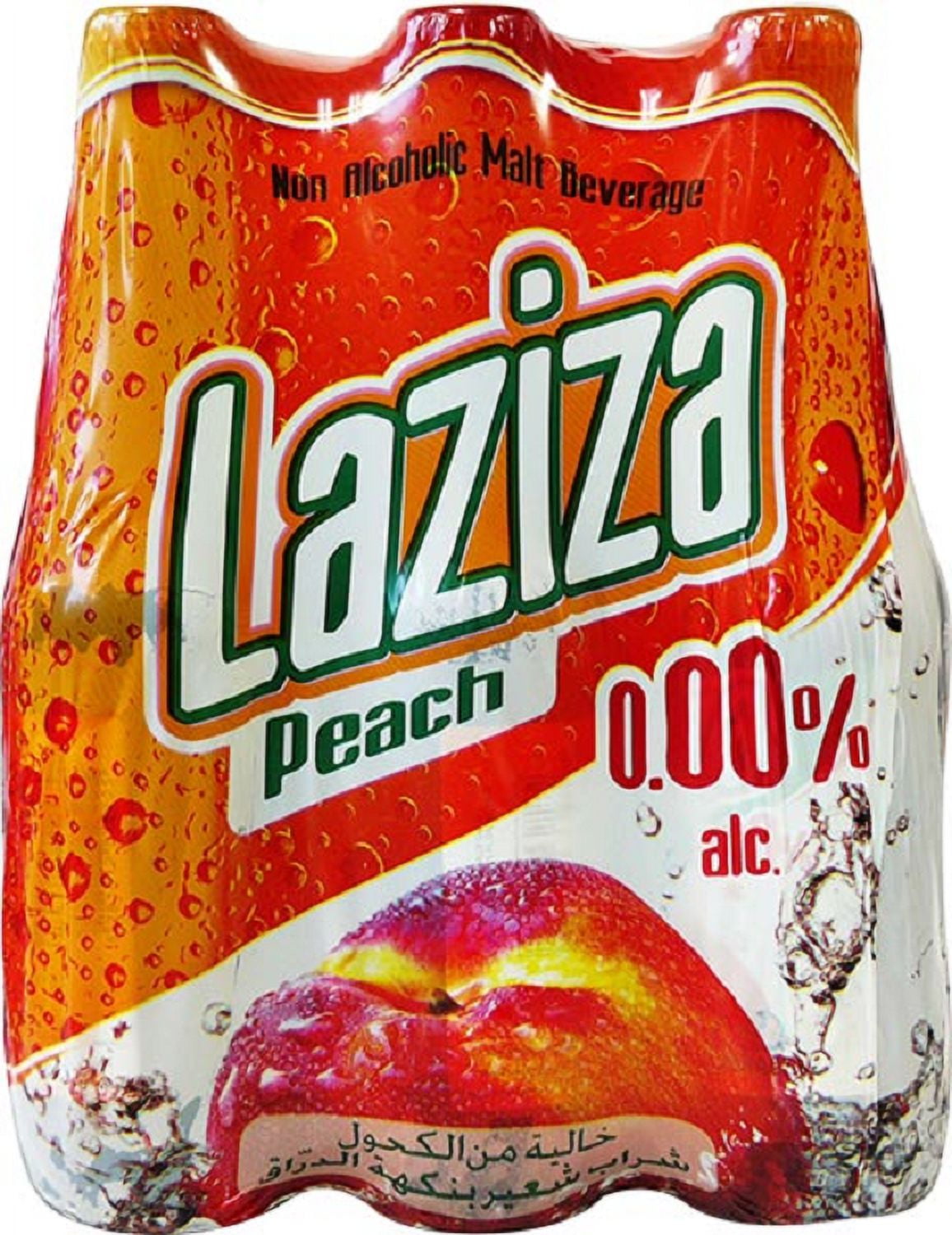 Laziza Peach Flavor Non Alcoholic Malt Beverage, Product of Lebanon, 24 ...