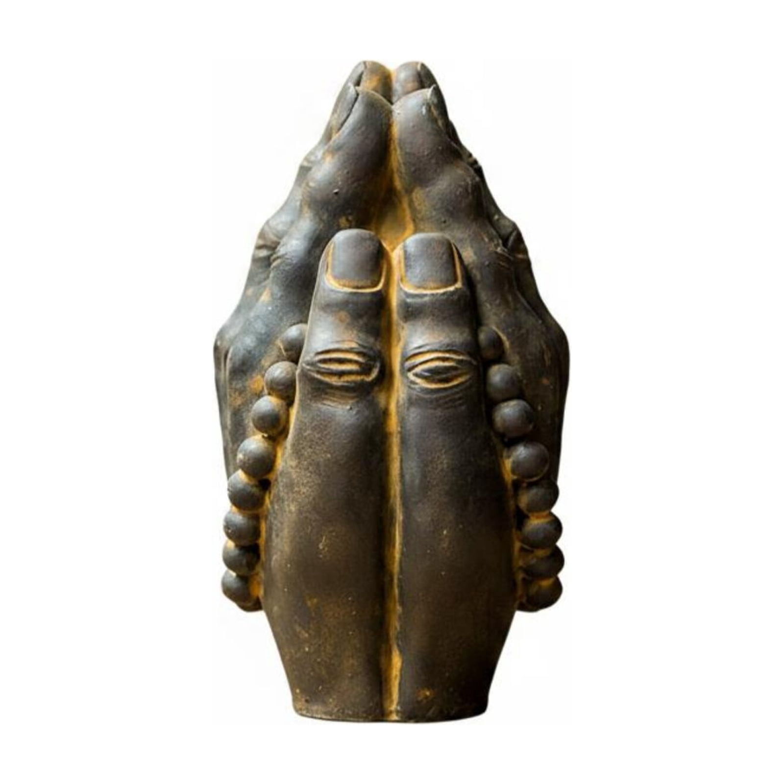 Lazsy Buddhist Prayer Hands Figurine Bronze-Brown Prayer Hands Statue ...