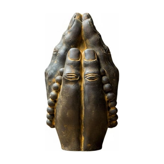 Lazsy Buddhist Prayer Hands Figurine Bronze-Brown Prayer Hands Statue ...