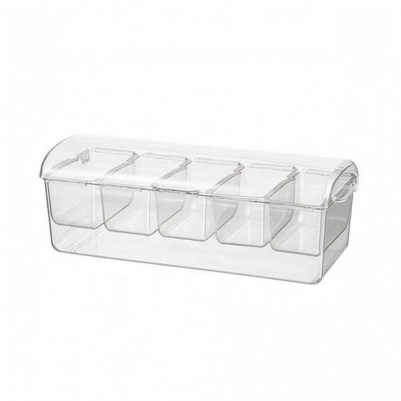 Lazsy Clear 5-Compartment Lunch Container Elongated Transparent Hinged ...