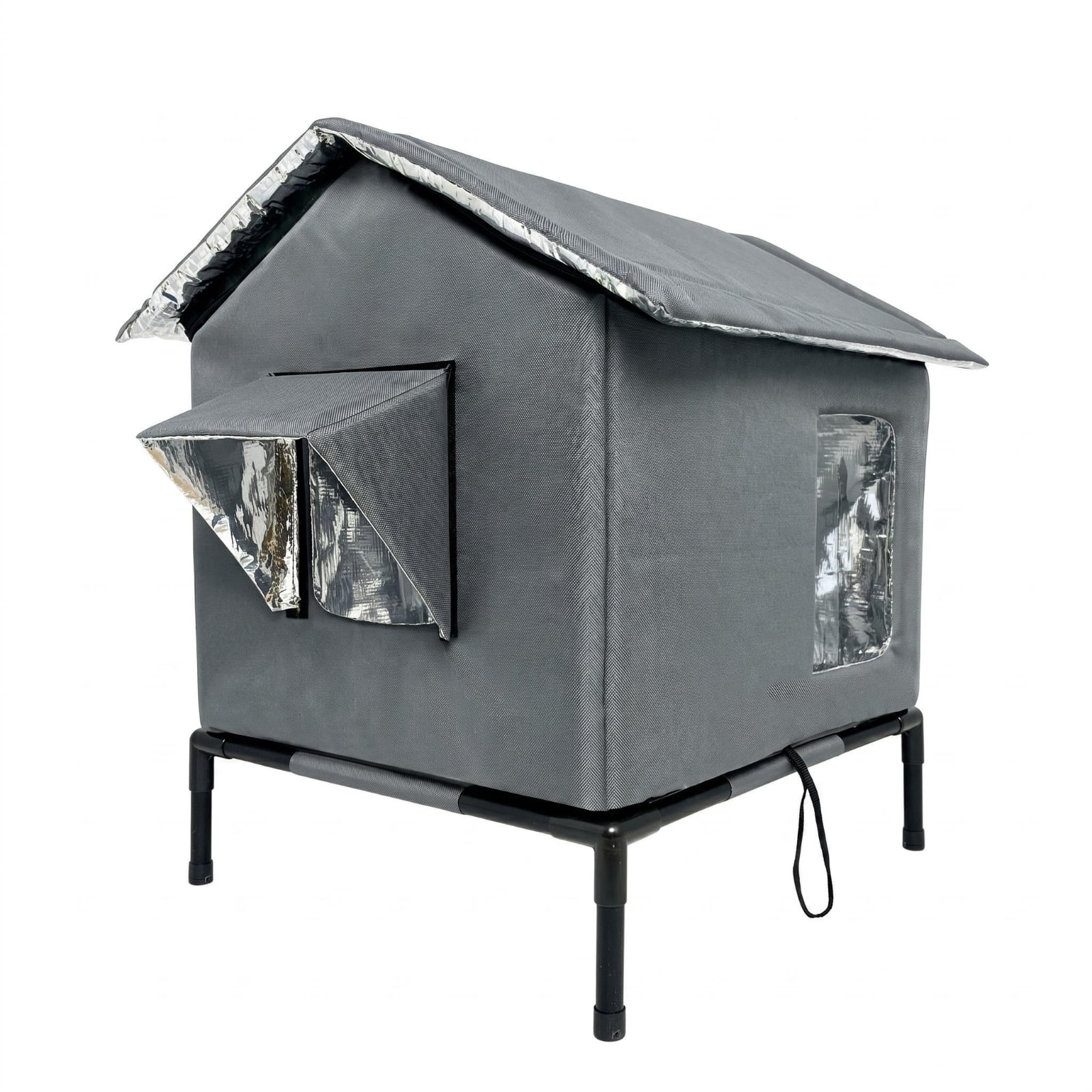 Lazsy Elevated Cat House Pitched Roof Outdoor Cat House 600D Oxford ...