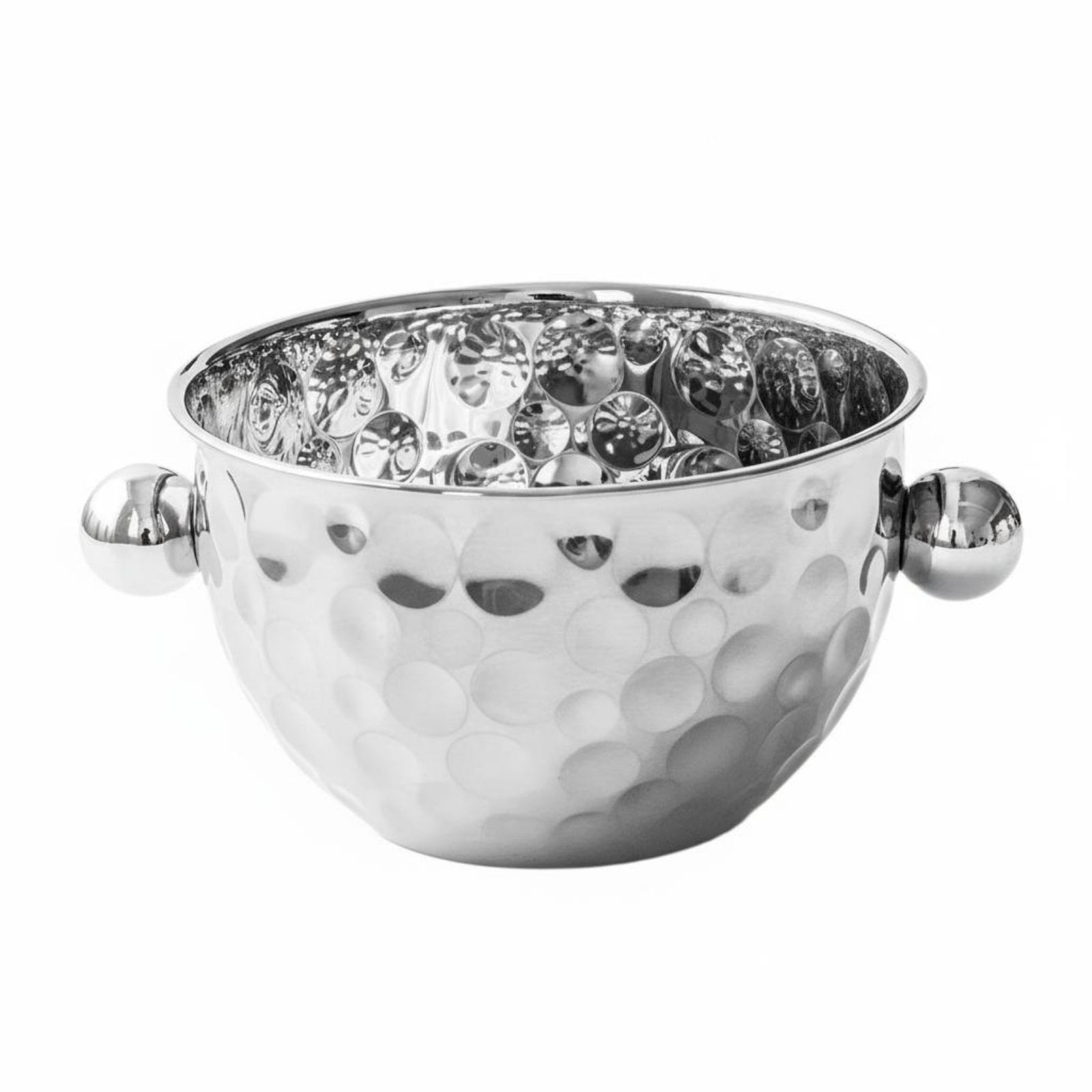 Lazsy Hammered Stainless Steel Bowl Mirror Finish Interior Hammered ...
