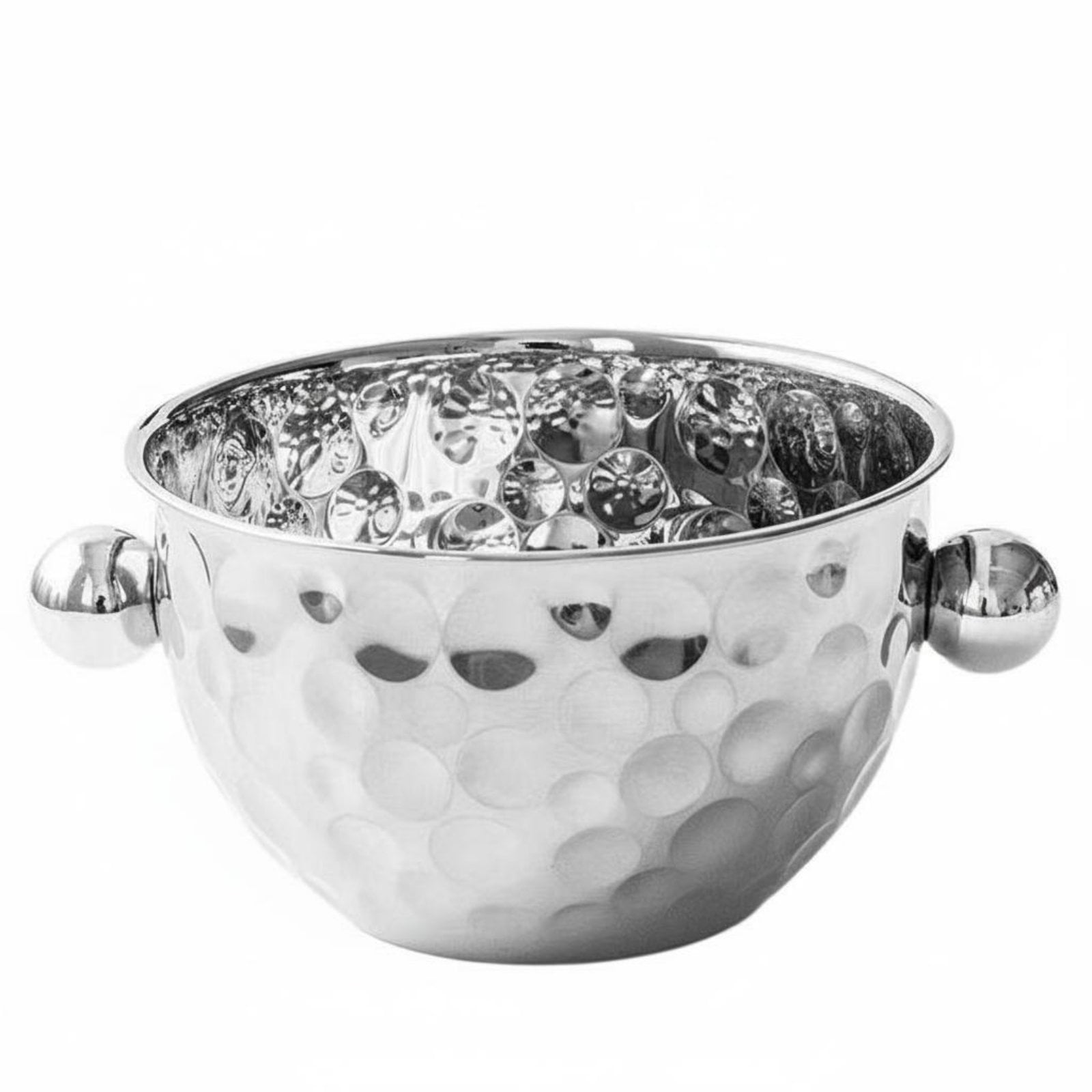 Lazsy Hammered Stainless Steel Bowl Mirror Finish Interior Hammered ...