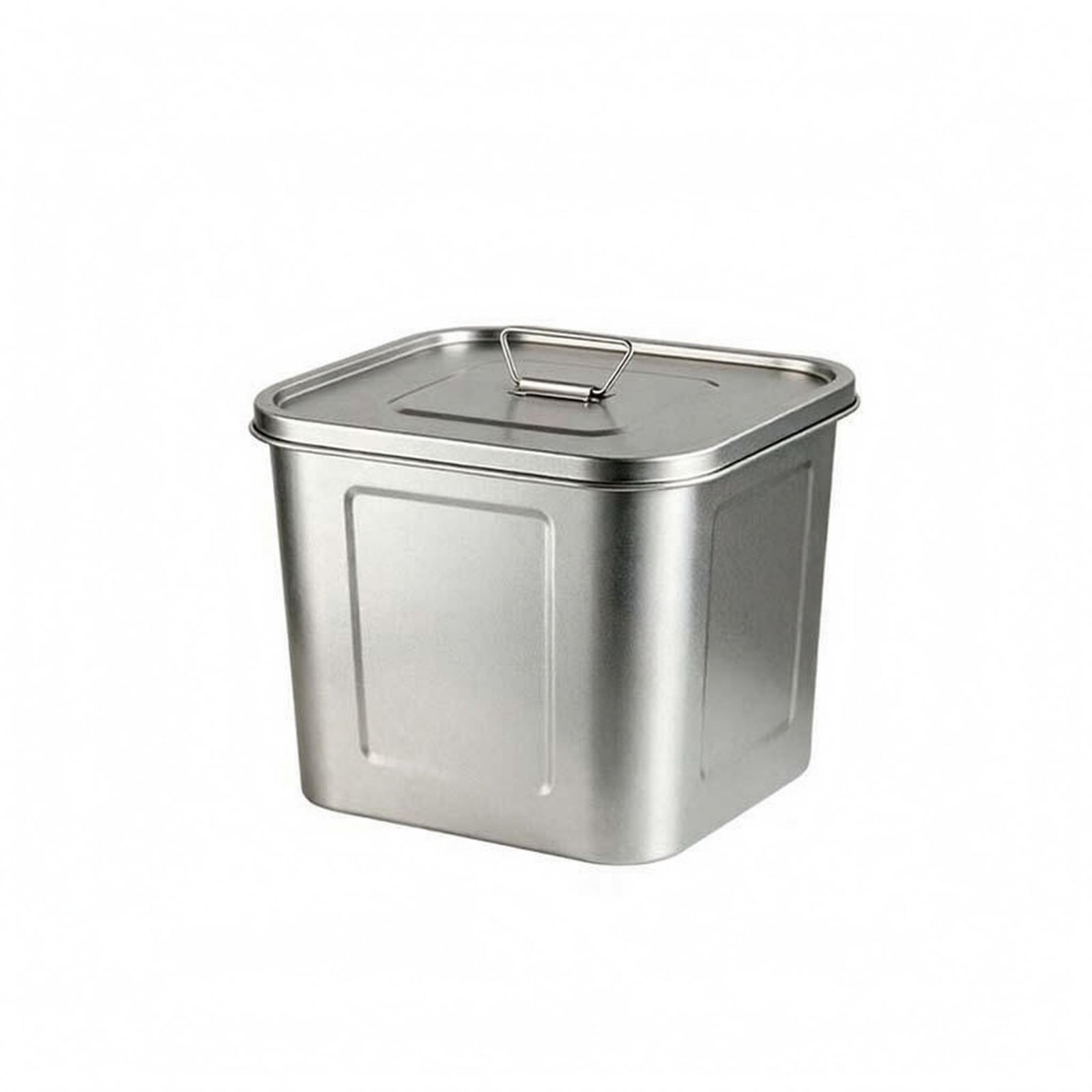 Lazsy Stainless Steel Bucket Attached Lid Square Steel Bucket Flat ...