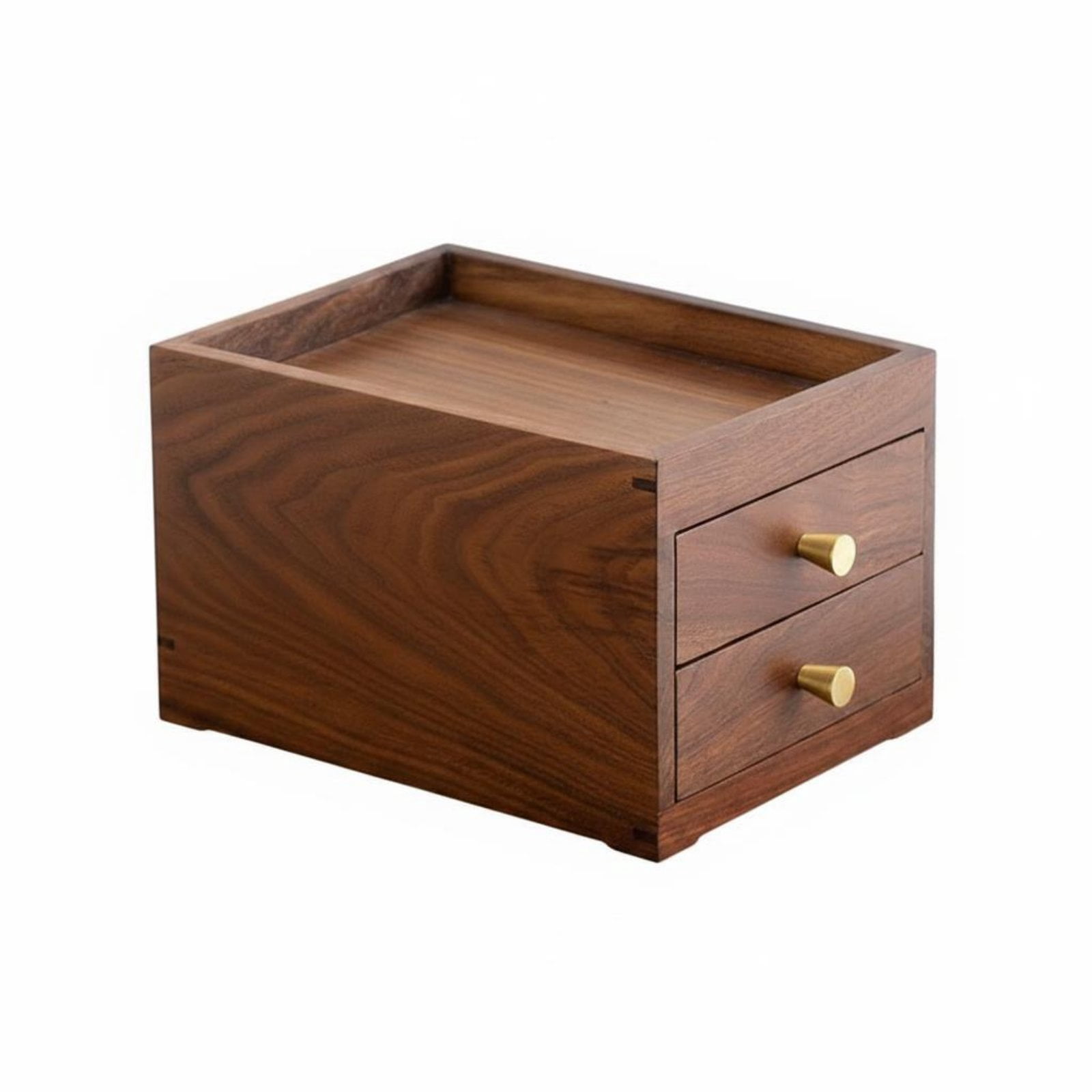 Lazsy Walnut Desktop Organizer Lumber-Drawer Wooden Storage Box Multi ...