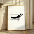 Lazy Black Cat Stretching Feline Minimalist Pet Mid Century Modern ...