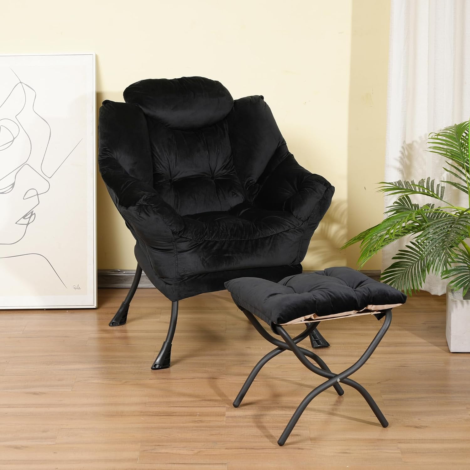 Lazy Chair with Ottoman, Large Accent Lounge Chairs with Armrests and a ...