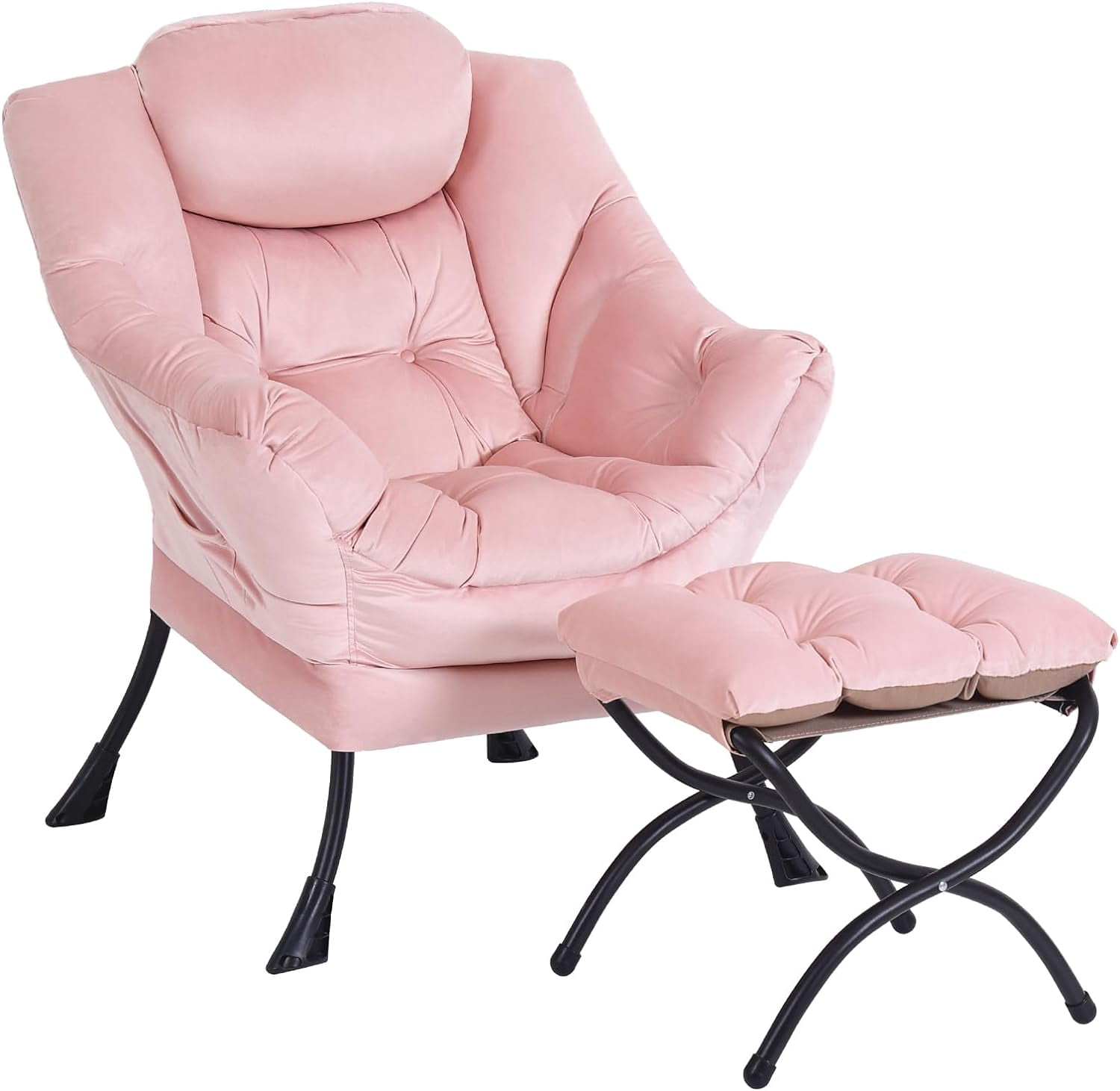 Lazy Chair with Ottoman, Modern Accent Lounge Leisure Sofa with ...