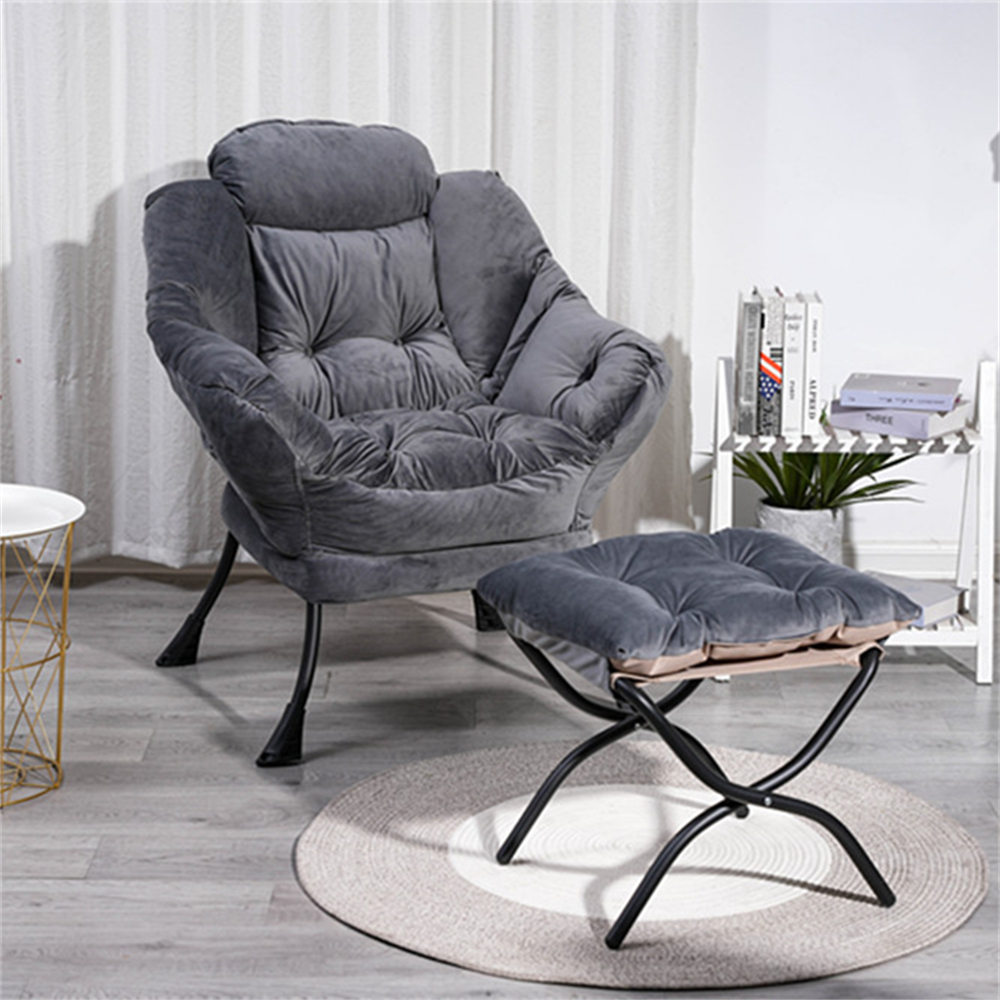 Triple Tree Accent Chair with Ottoman, Cotton Fabric, Dark Grey ...