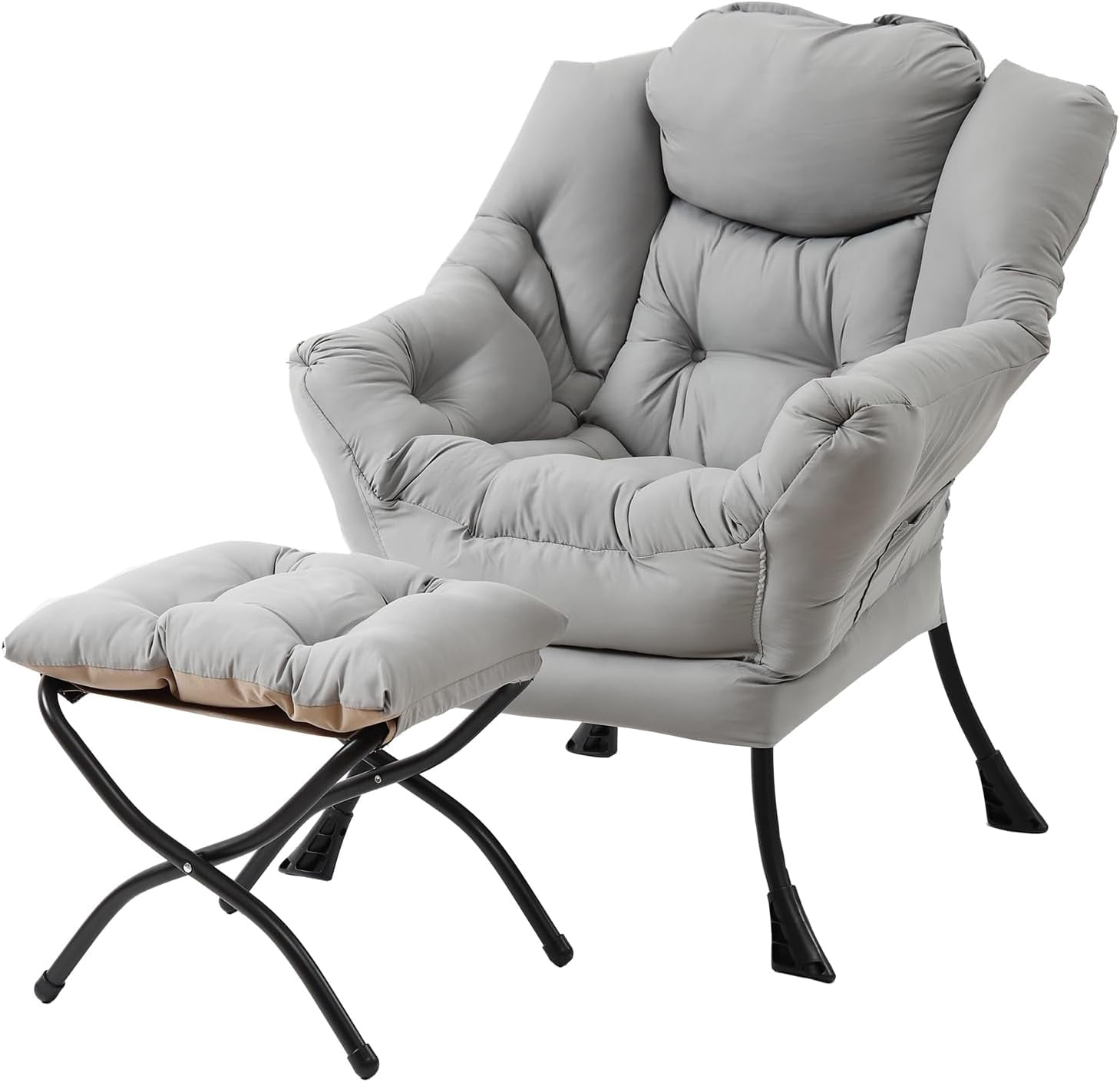 Lazy Chair with Ottoman, Modern Lounge Accent Chair with Armrests and a ...
