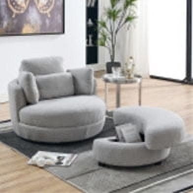Lazy Chair with Ottoman,Swivel Chair with Half Moon Storage Ottoman ...