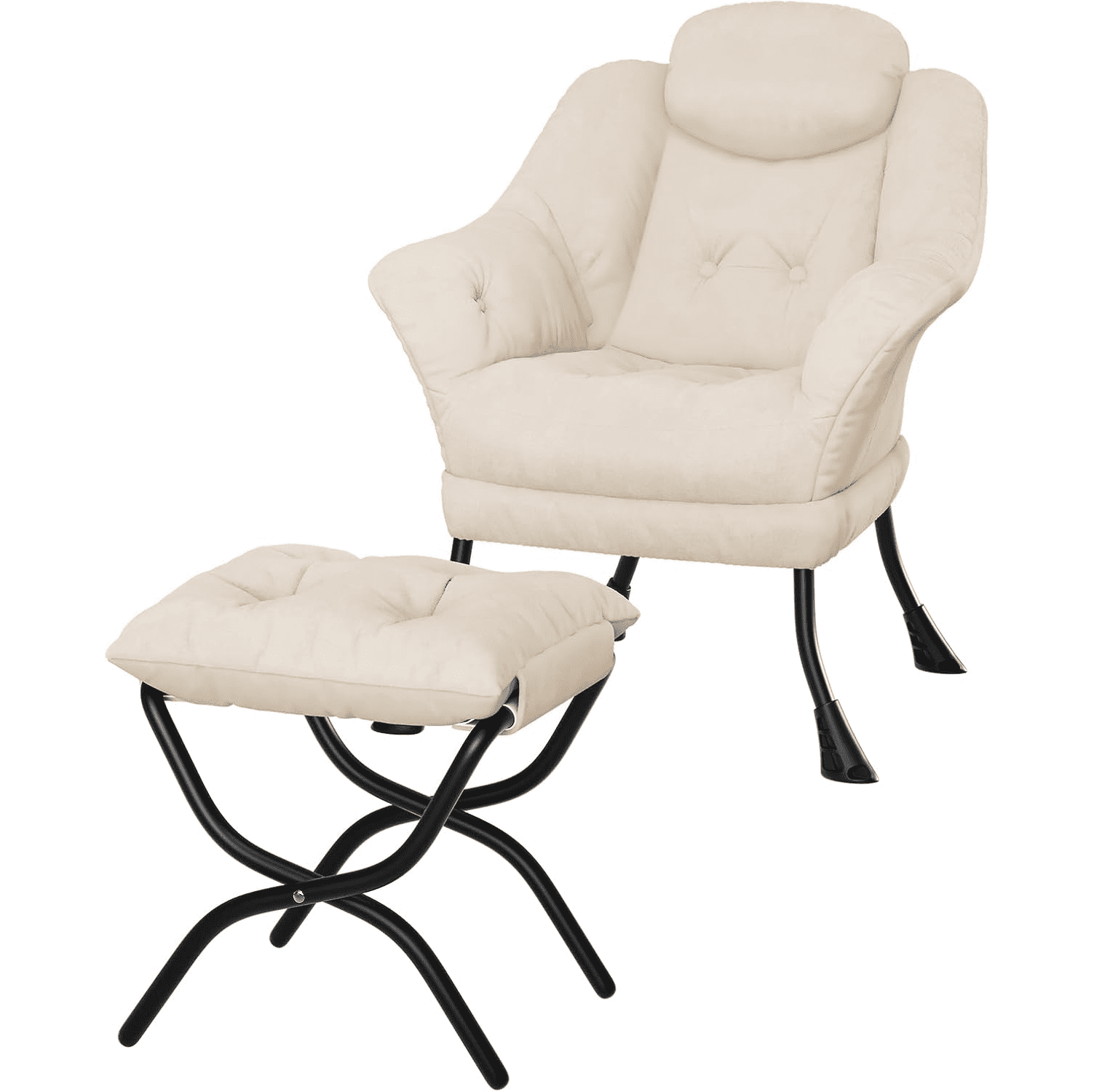 Lazy Chair with Ottoman Ergonomic Reading Armchair with Armrests and a ...