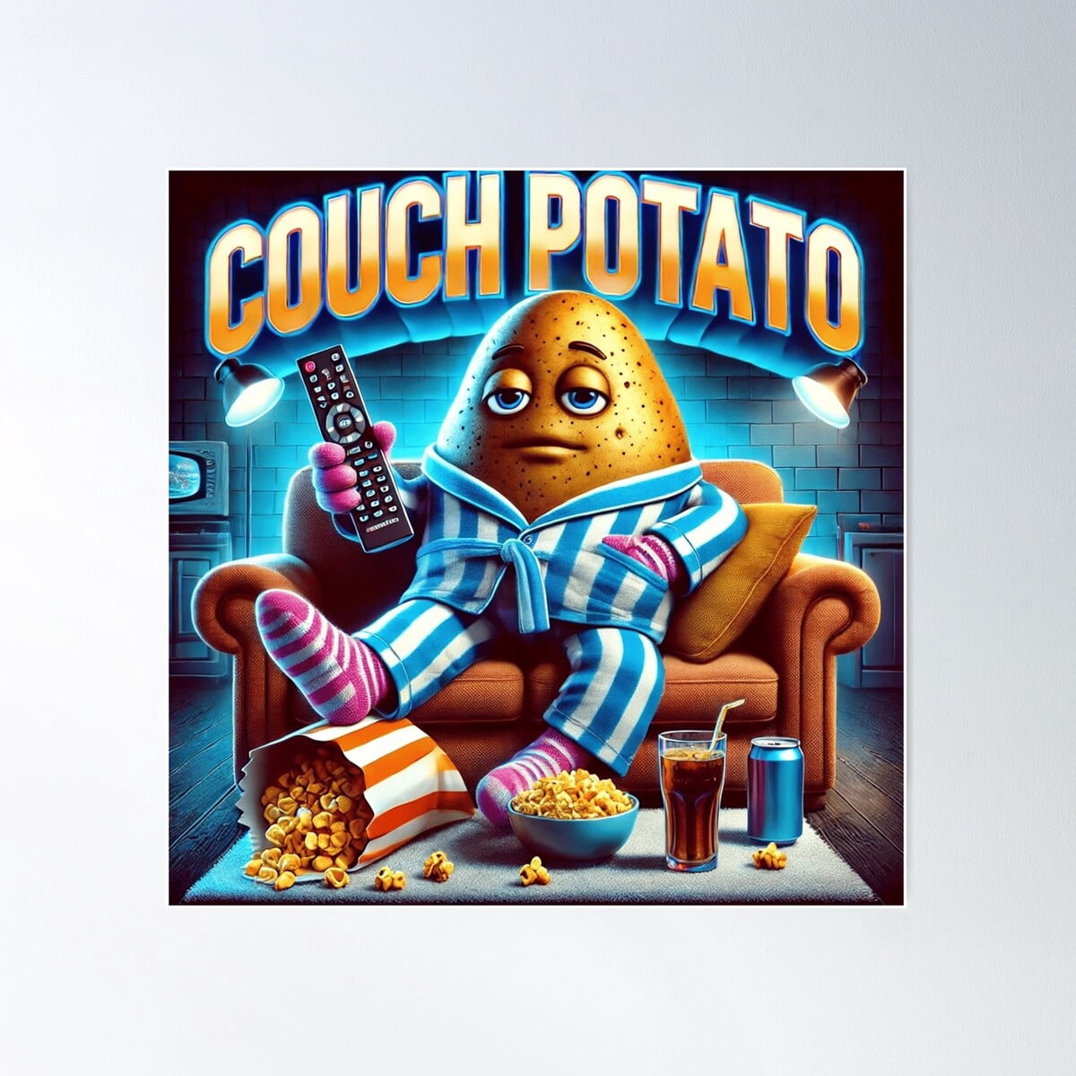 Lazy Couch Potato – Cute & Funny Veggie-Friendly Food Pun Poster Wall ...