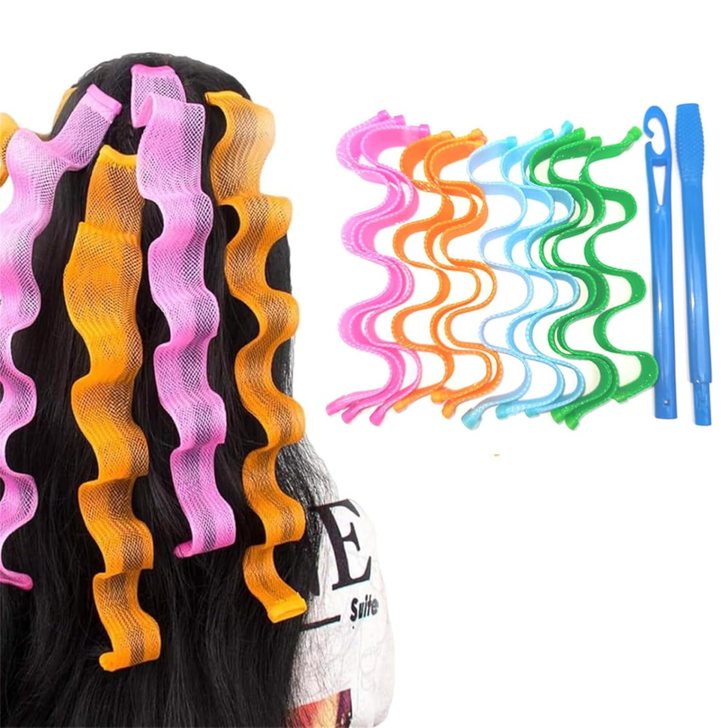 Lazy Curl Rollers Heatless Hair Curling Set, Wake up with Beautiful ...
