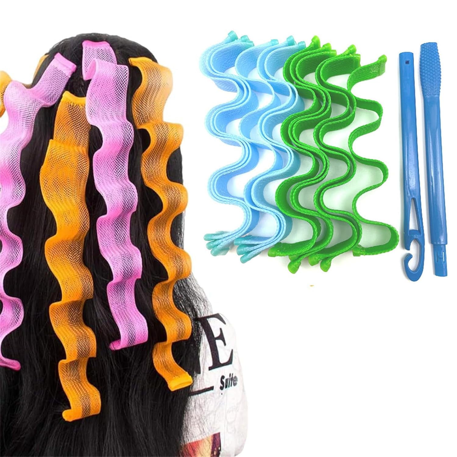 Lazy Curl Rollers Heatless Hair Curling Set, Wake up with Beautiful ...