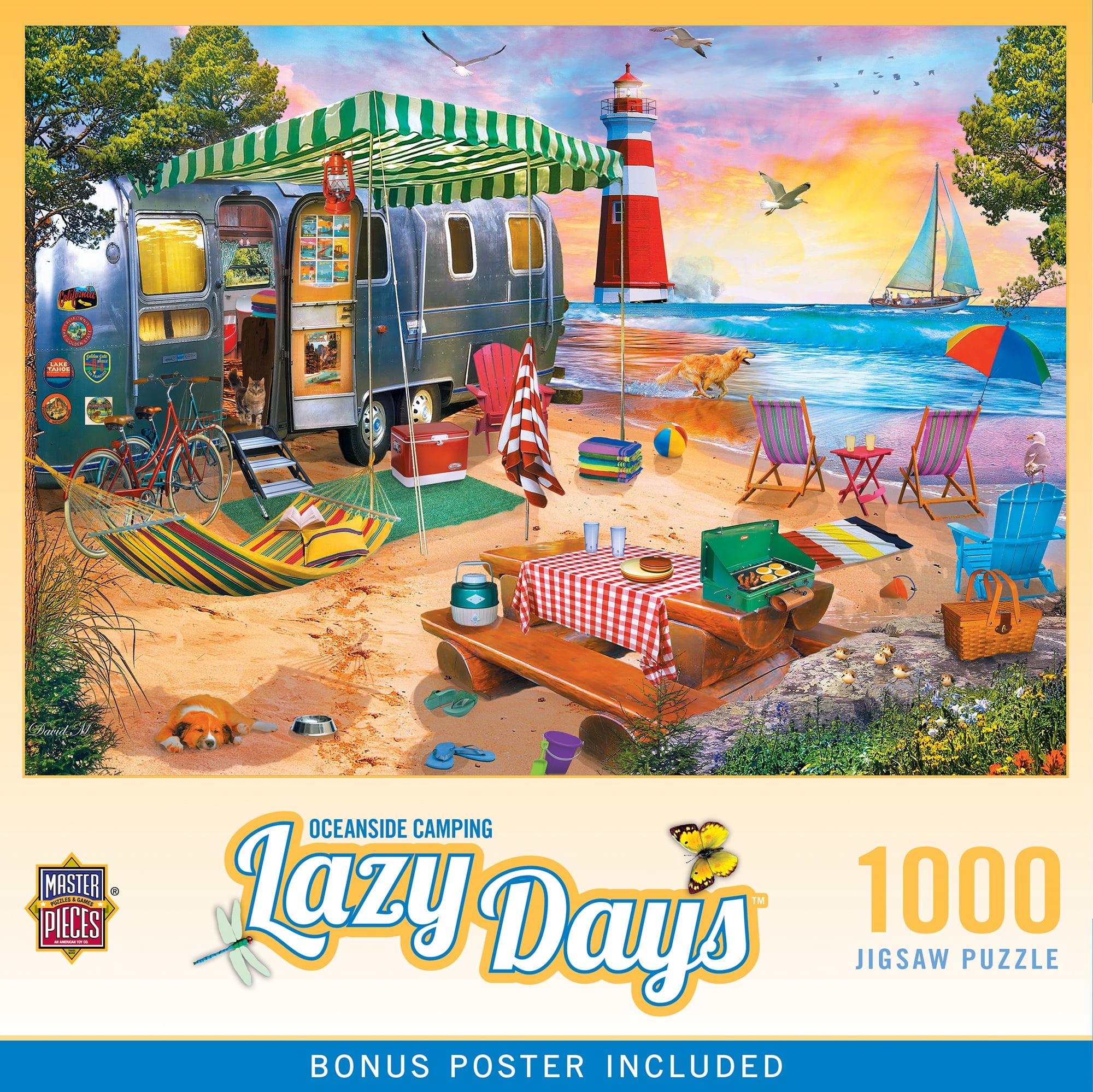 MasterPieces 1000 Piece Jigsaw Puzzle - Oceanside Camping Beach Scene ...