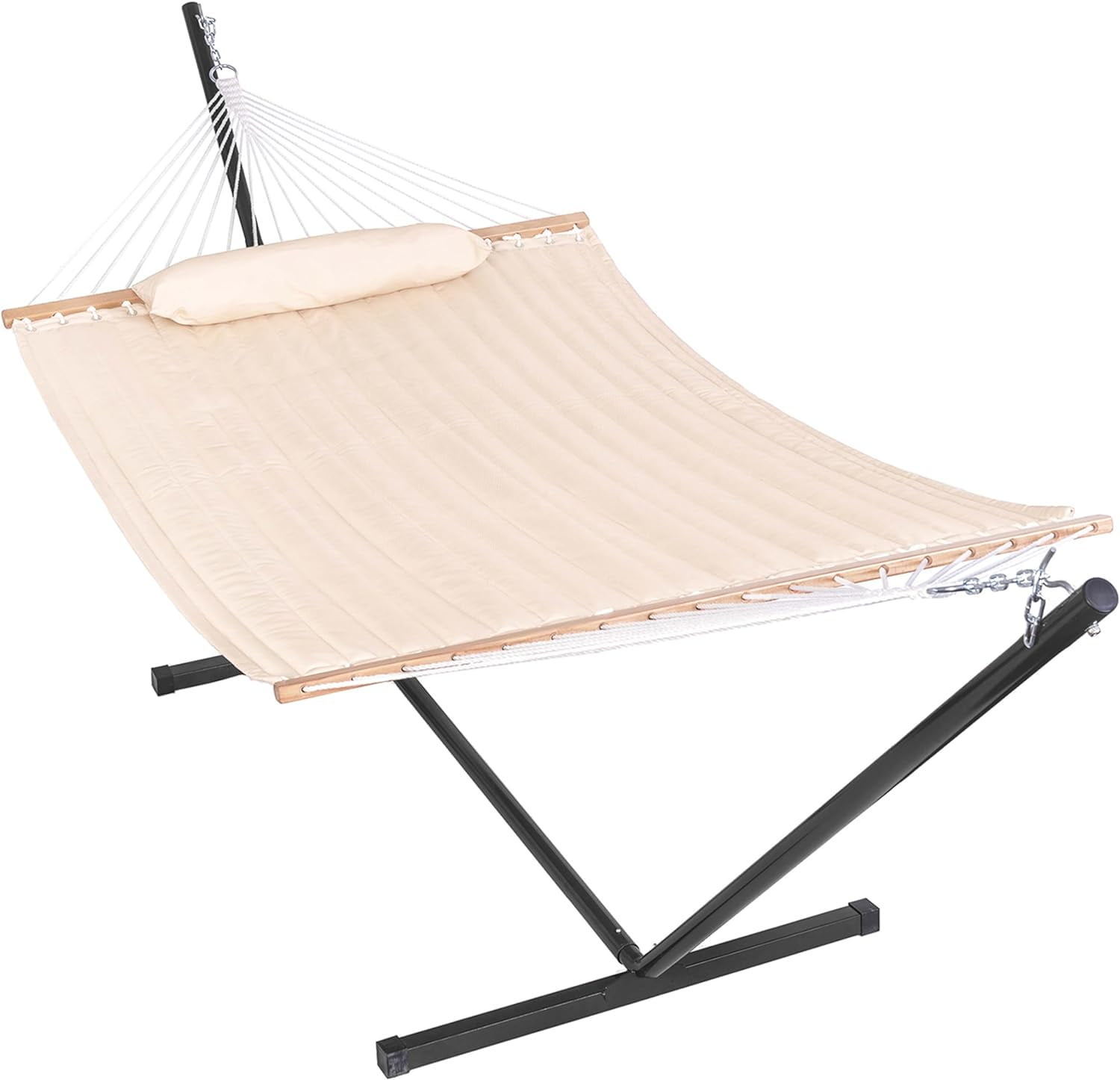Lazy Daze Hammocks Quilted Fabric Hammock with 12 Feet Stand, 2 People ...