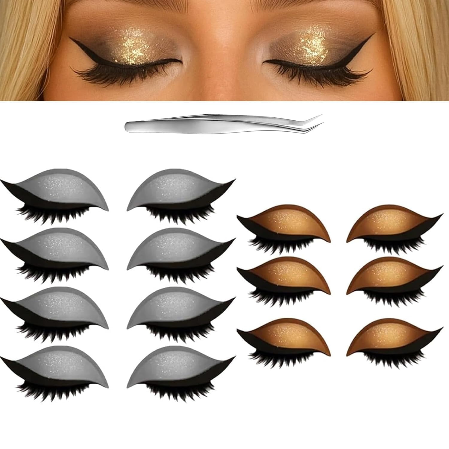 Lazy Eye Shadow Eyelash Patch, Eyeshadow Eyelashes Makeup Stickers, 2 ...