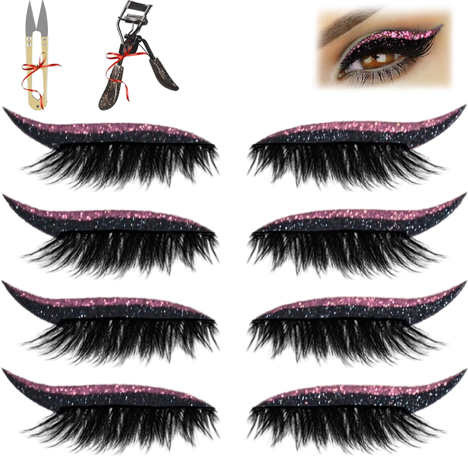 Lazy Eye Shadow Eyelash Patch, Lazy Eyelash Stickers, 4 Pairs Reusable ...