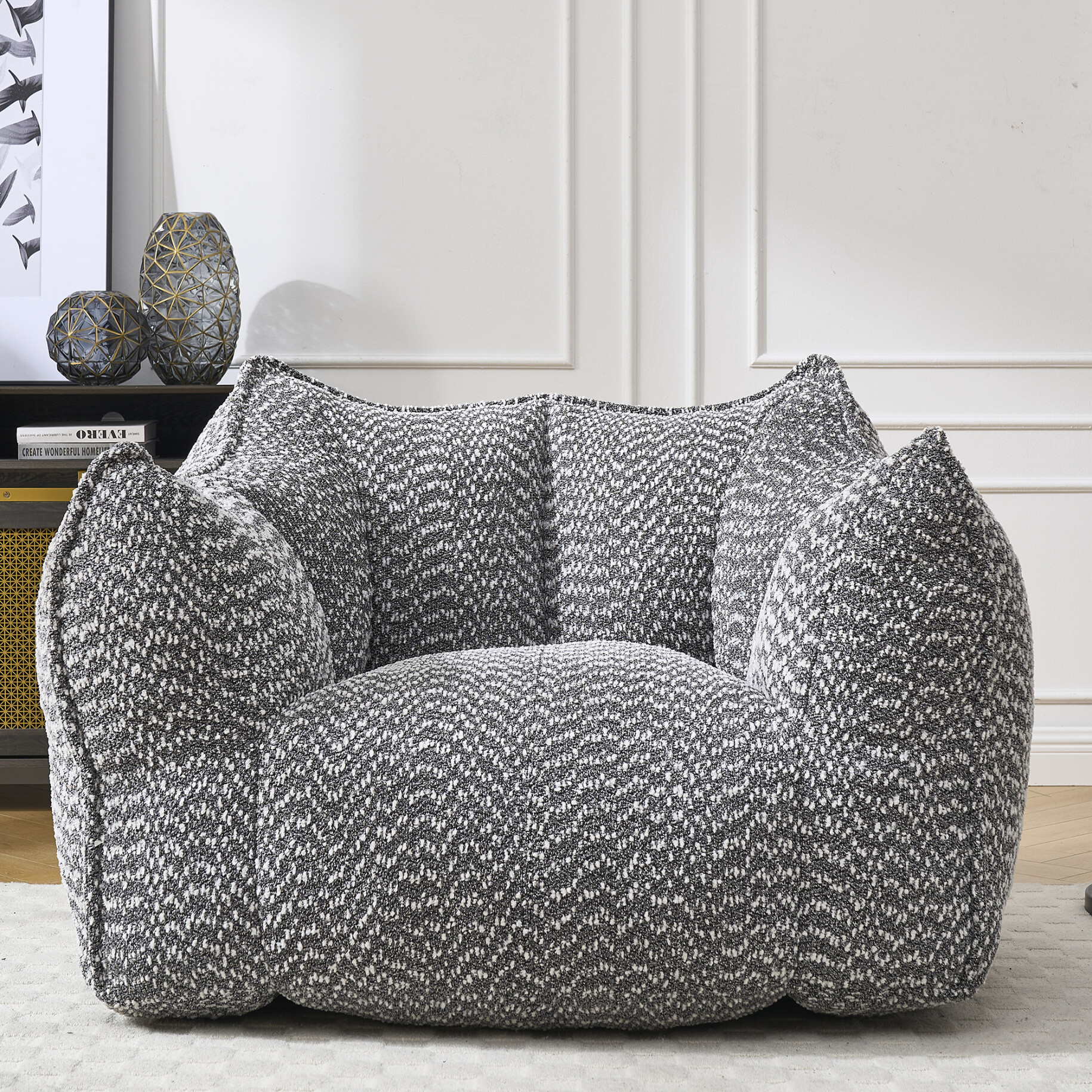 Lazy Floor Sofa, Bean Bag Chair with Highly Resilient Foam, Soft Square ...
