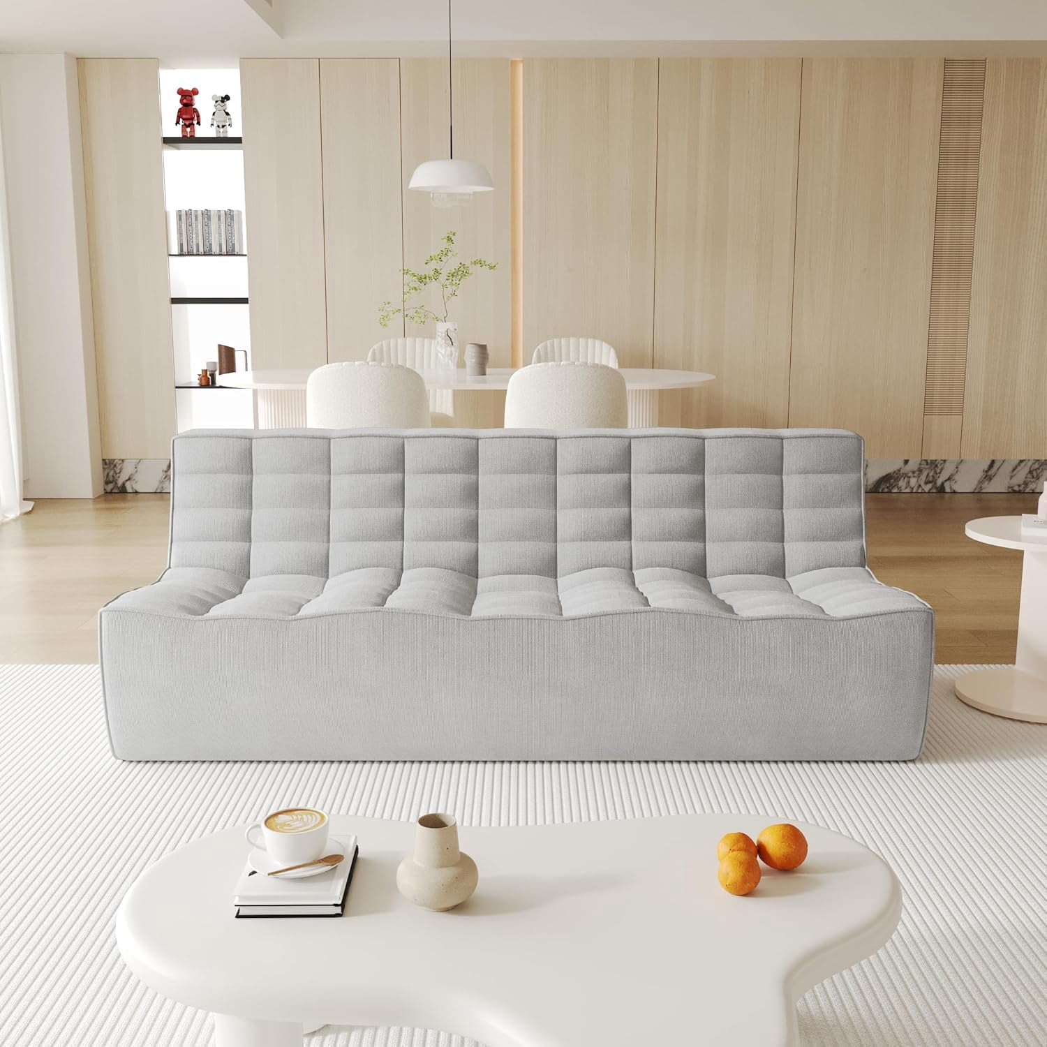 Lazy Floor Sofa Couch Linen Fabric Sofa Chair Ottoman Khaki - Walmart.com