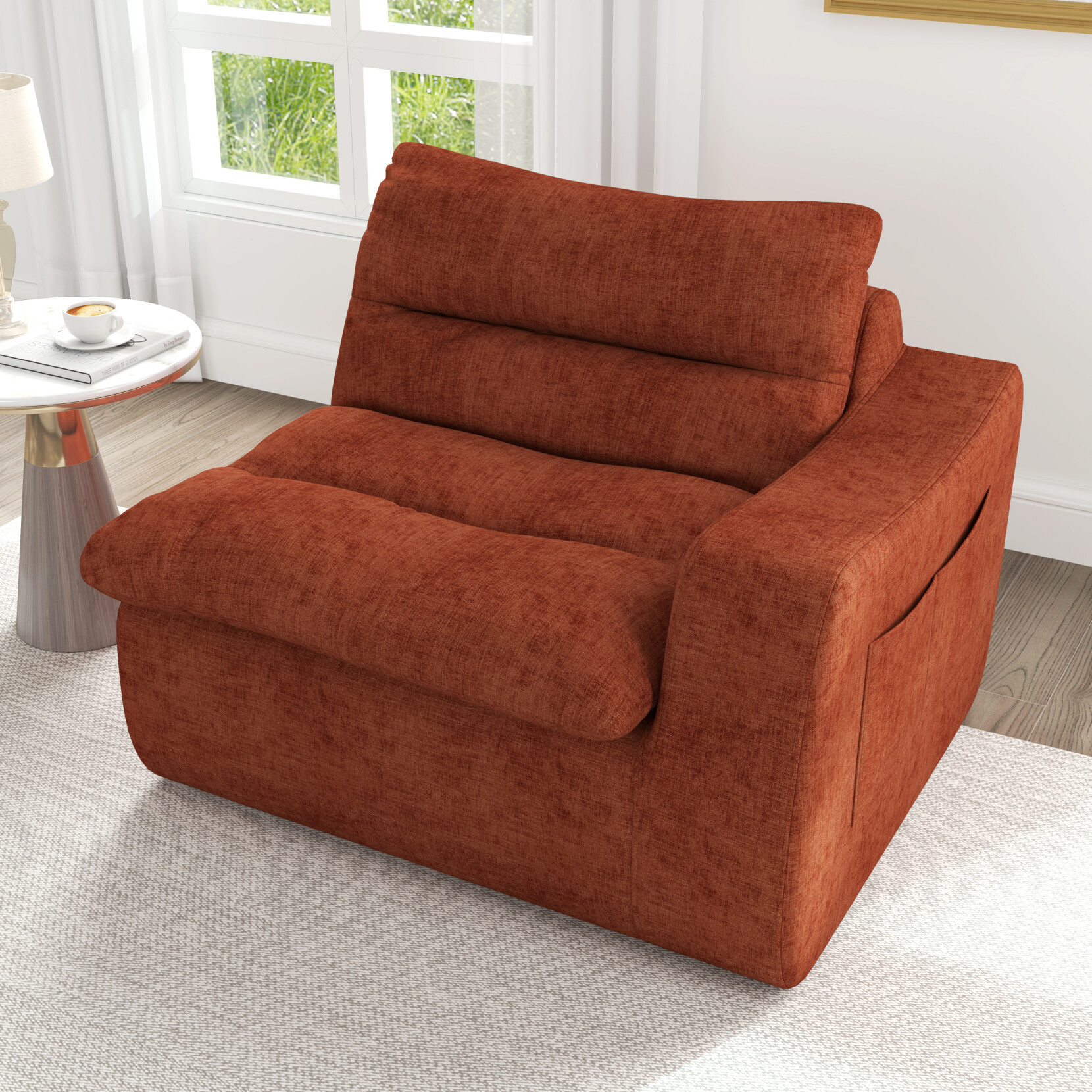 Lazy Floor Sofa, Modern Armless Lounge Chair with Right Arm, Ergonomic ...