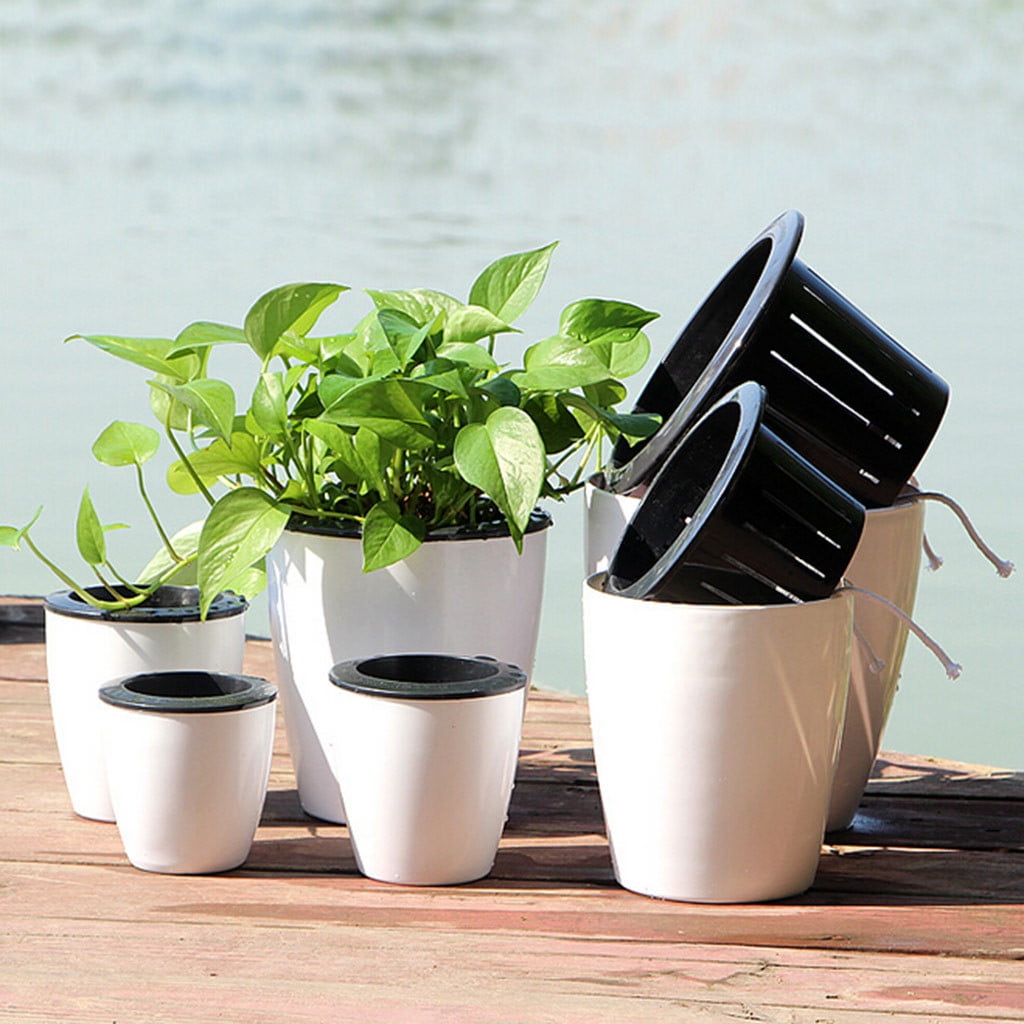 Lazy Flower Pots Self Watering Plastic Planter, Plastic Flower Plant ...