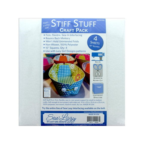 Lazy Girl Designs Stiff Stuff Interfacing 10" 4pc - Walmart.com