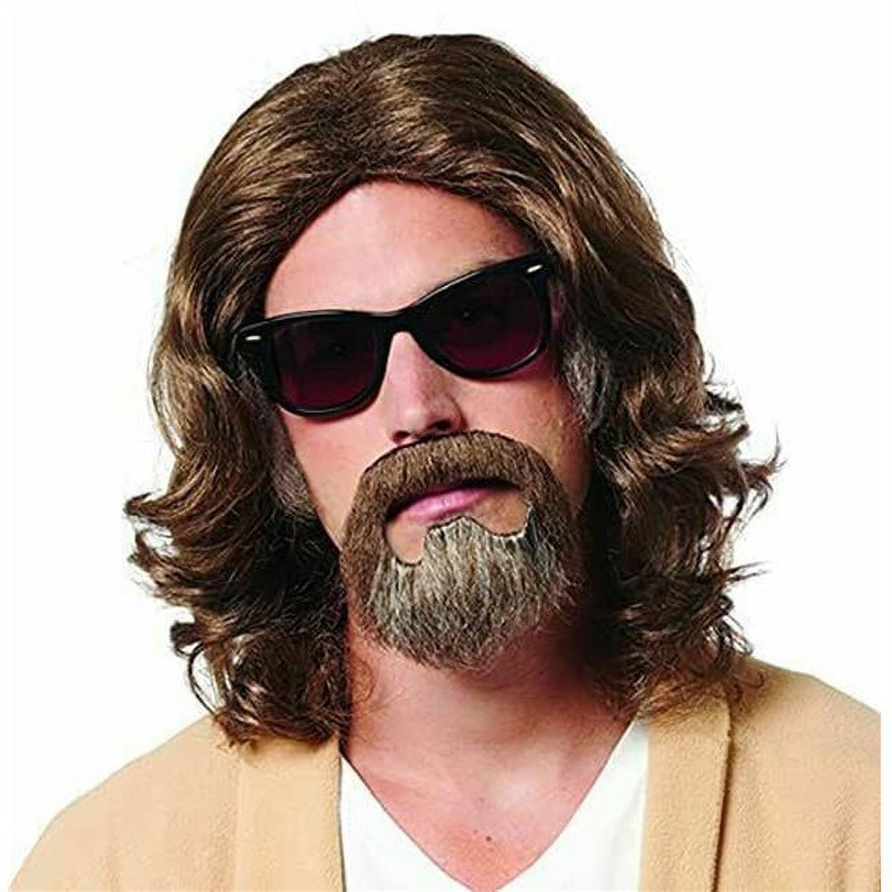 Lazy Guy Deluxe Big Lebowski Goatee Funny Halloween Costume Wig, Brown ...