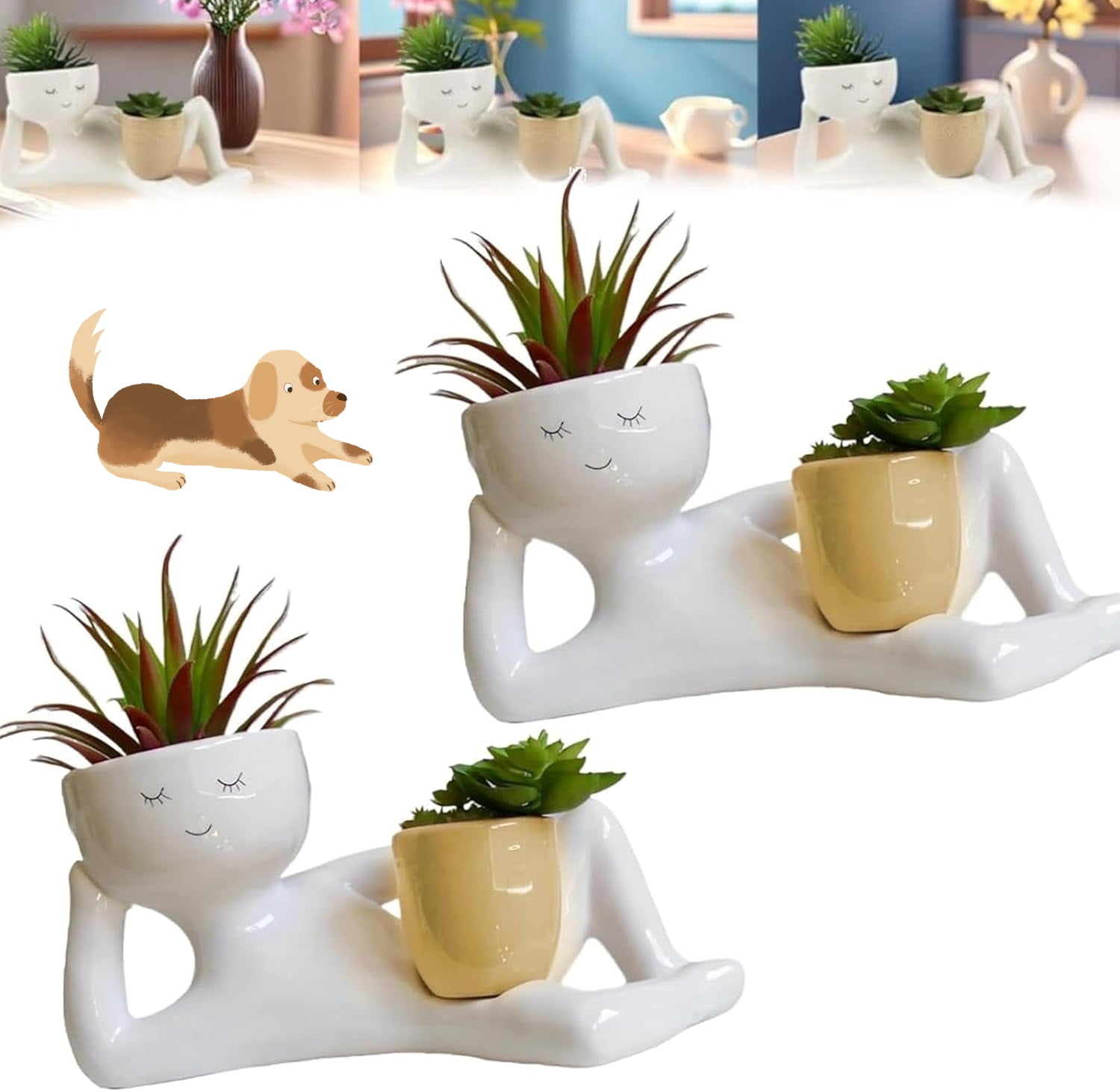 Lazy Guy Planter, 2025 Funny Planters for Indoor Plants, Lazy Little ...