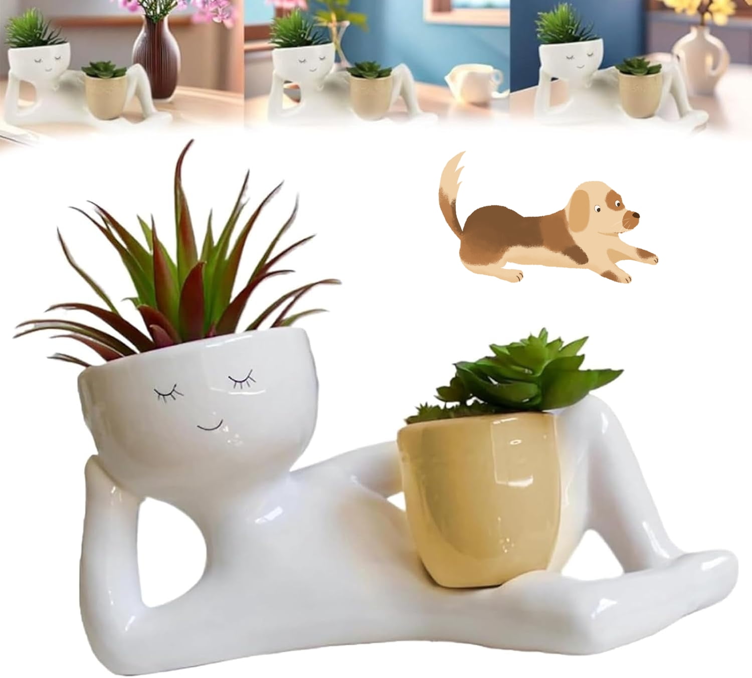 Lazy Guy Planter, 2025 Funny Planters for Indoor Plants, Lazy Little ...